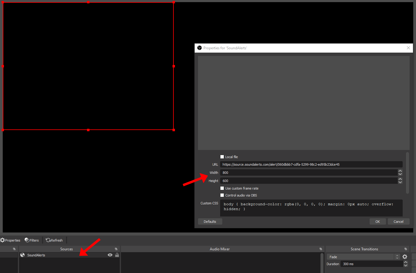 Resizing The Browser Source Sound Alerts Help