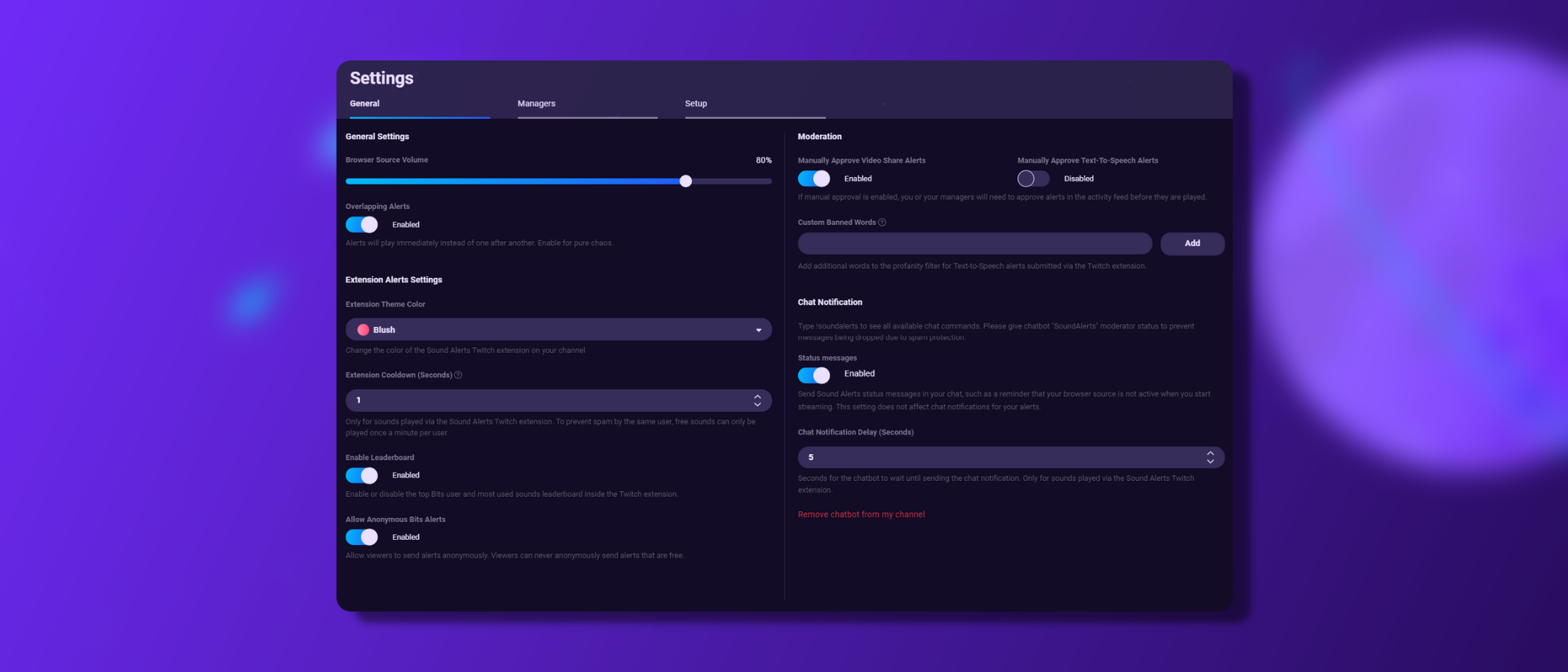 Dashboard Settings Showcase - Sound Alerts Help