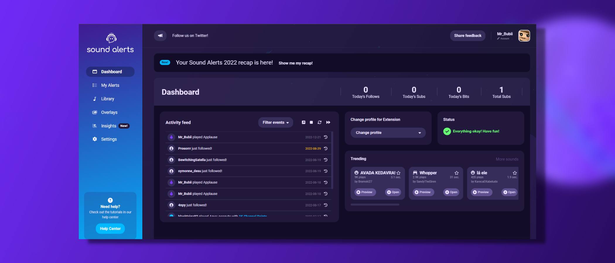 Showcase: Activity Feed - Sound Alerts Help