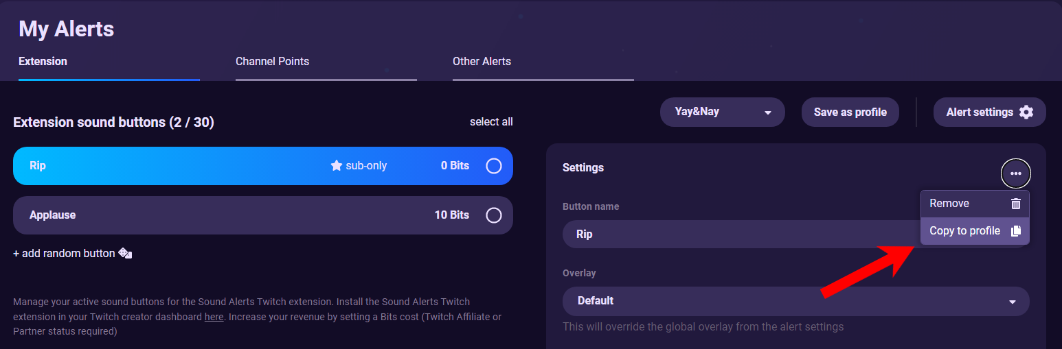 Extension Sound Profiles - Sound Alerts Help