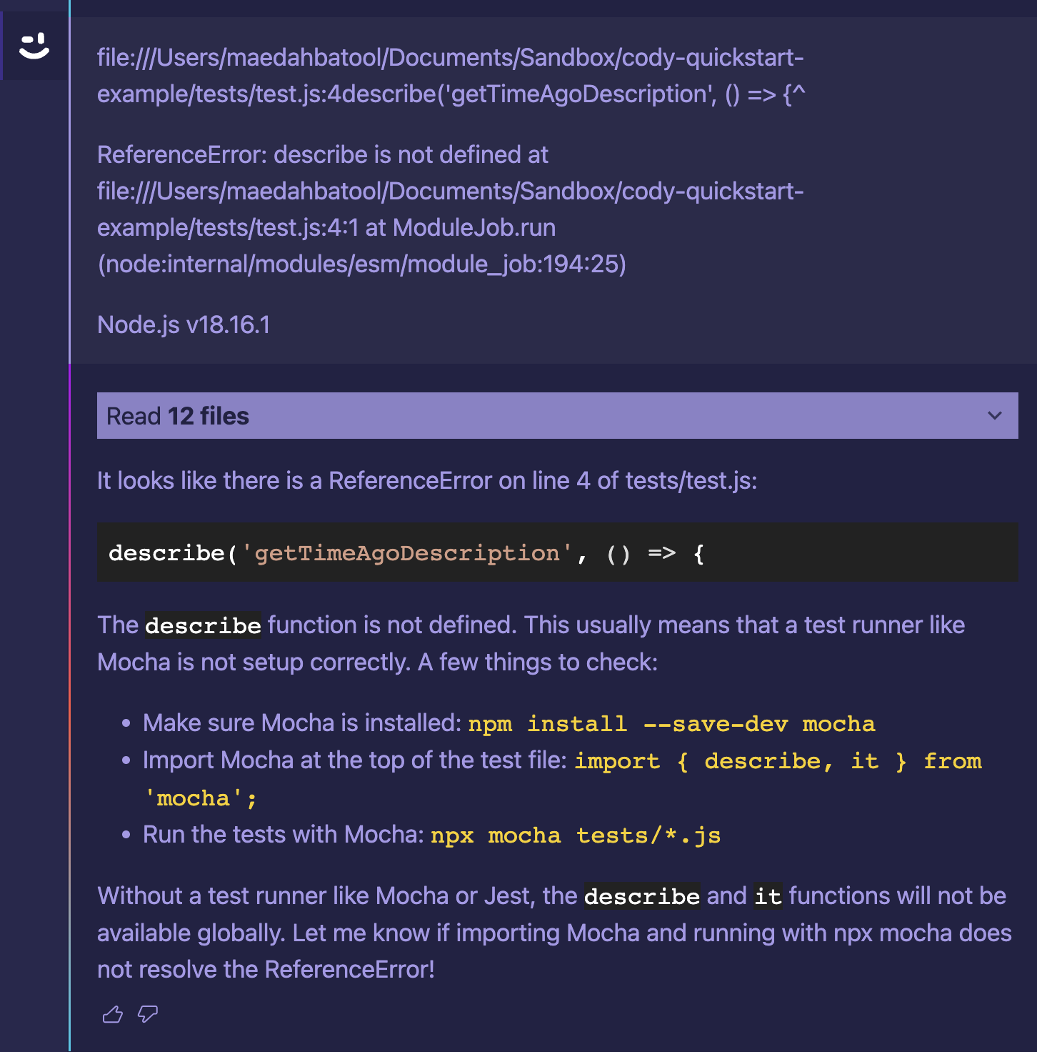 Cody Quickstart Sourcegraph Docs