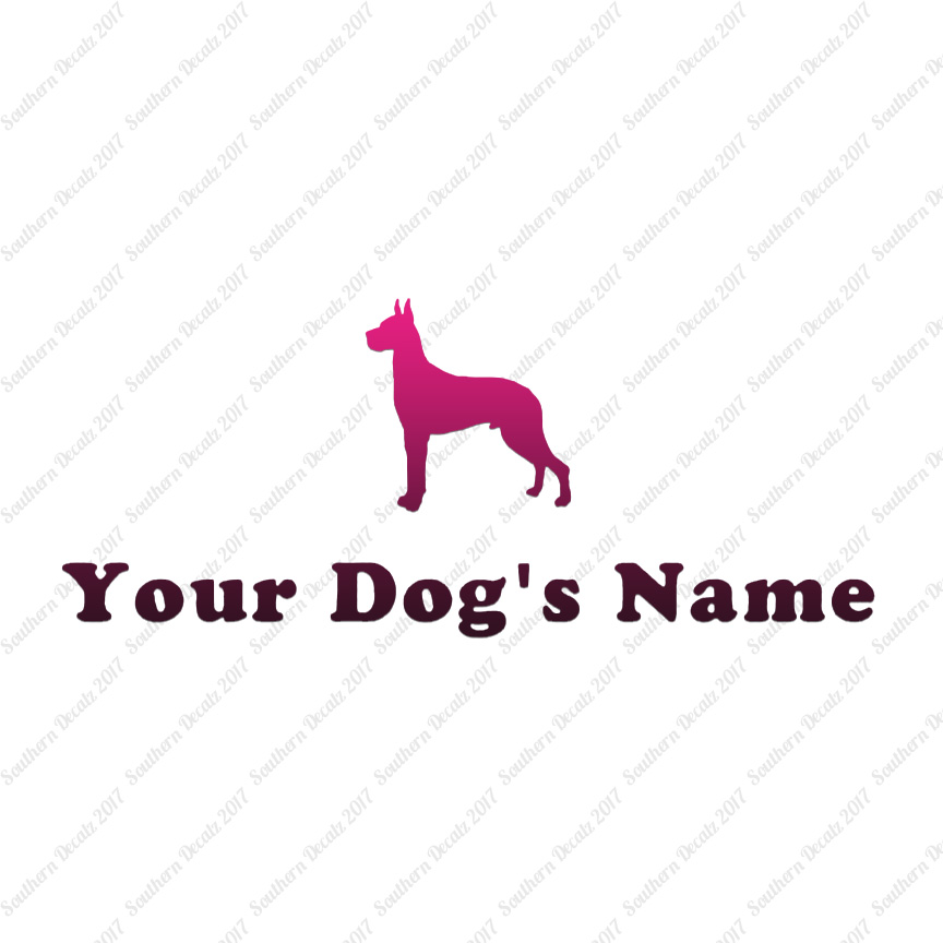 Custom Great Dane Dog Name Decal Sticker - 25 Printed Fills - 6 Fonts ...