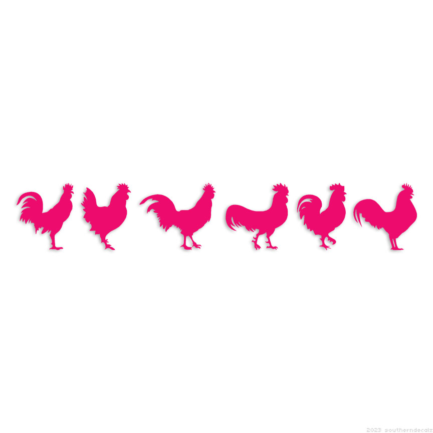 Six Roosters In Row - Decal Sticker - Multiple Colors & Sizes - ebn7061 ...