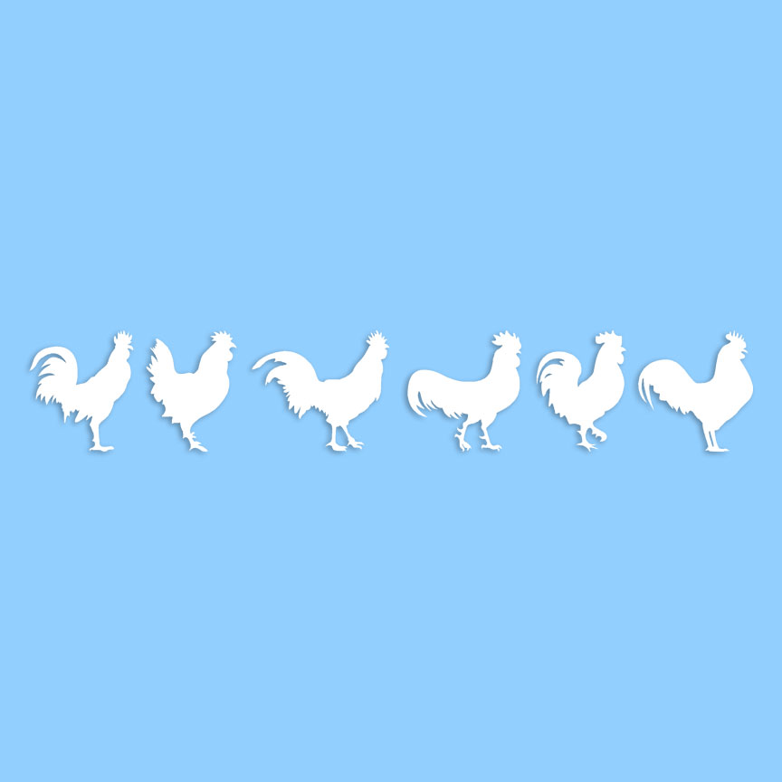 Six Roosters In Row - Decal Sticker - Multiple Colors & Sizes - ebn7061 ...