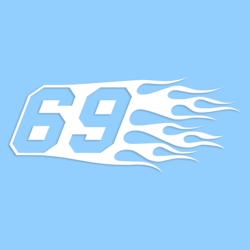 Flames Number 69 - Decal Sticker - Multiple Colors & Sizes - ebn7335 | eBay
