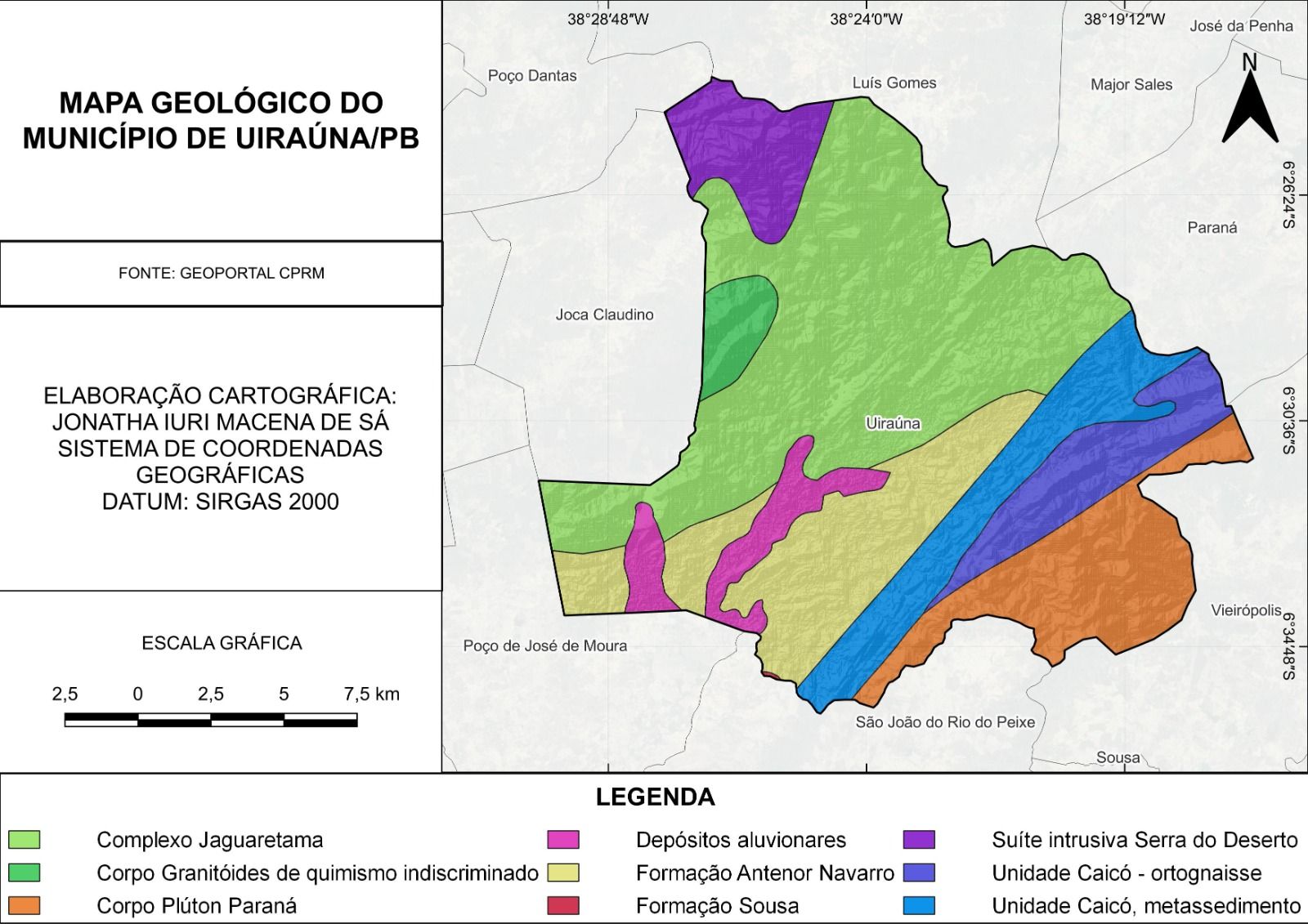 MAPA GEOLÓGICO DO MUNICÍPIO DE UIRAÚNA | Spatialnode
