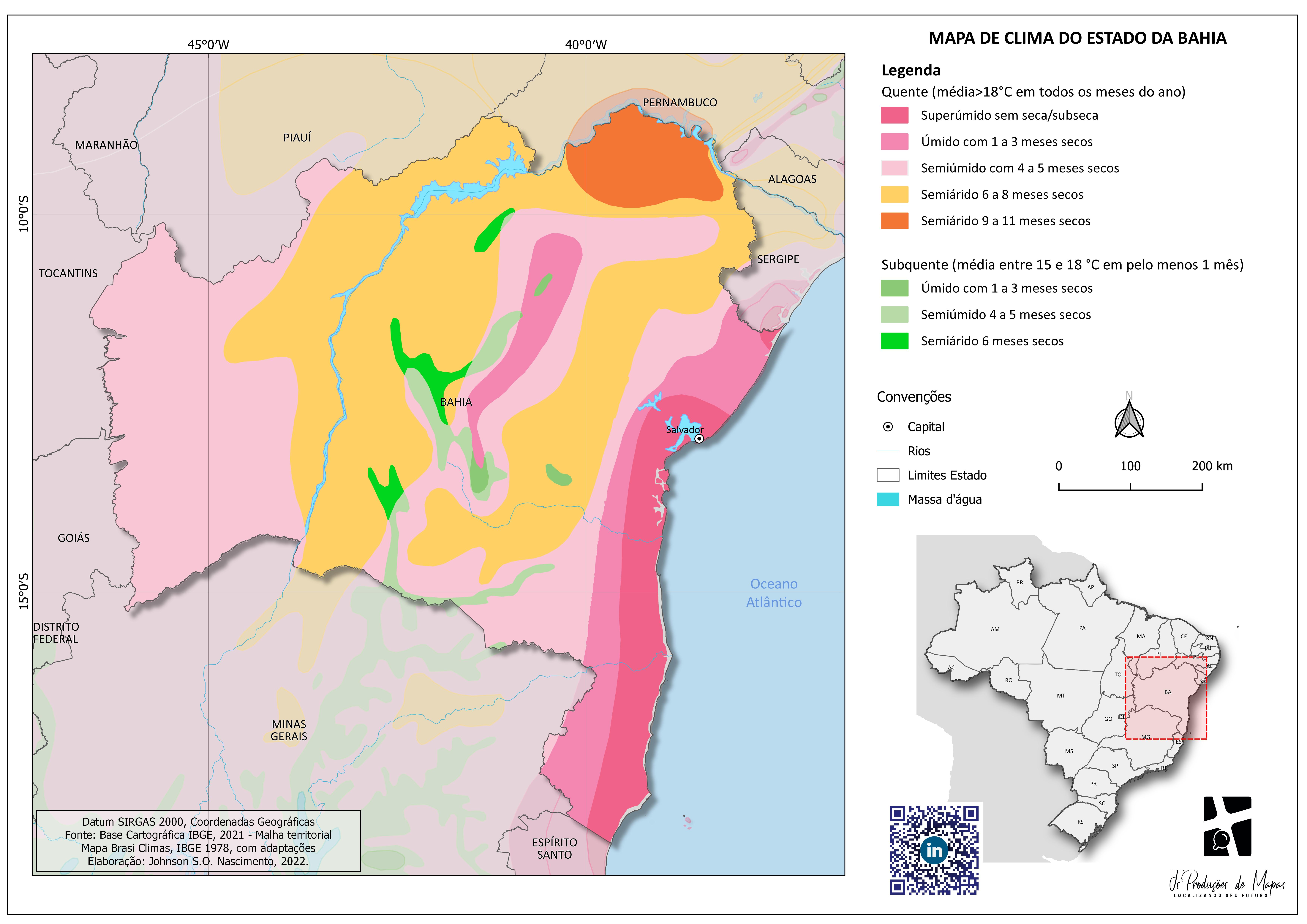 Mapa de Clima do Estado da Bahia-Brasil | Spatialnode