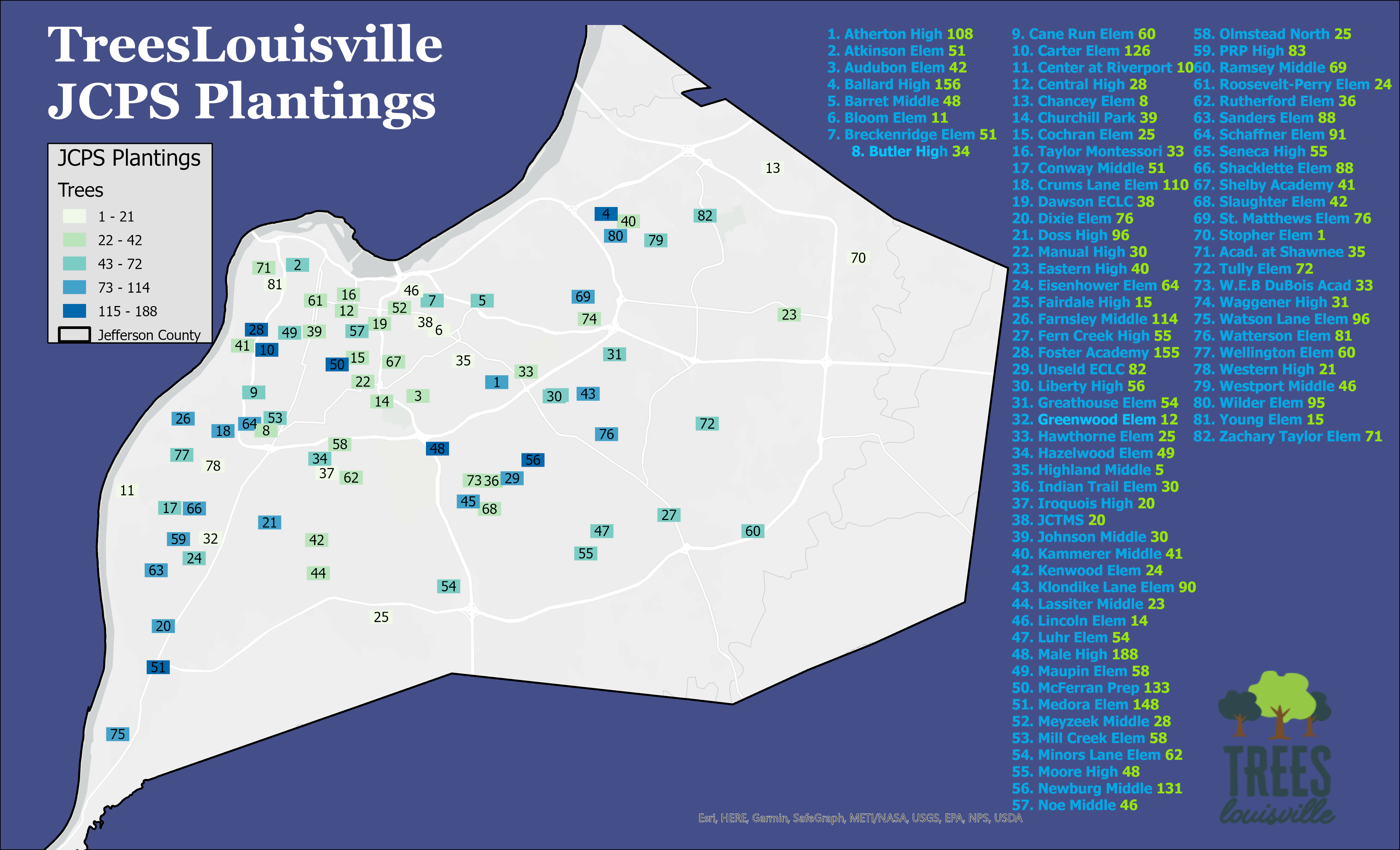 TreesLouisville JCPS Plantings | Spatialnode