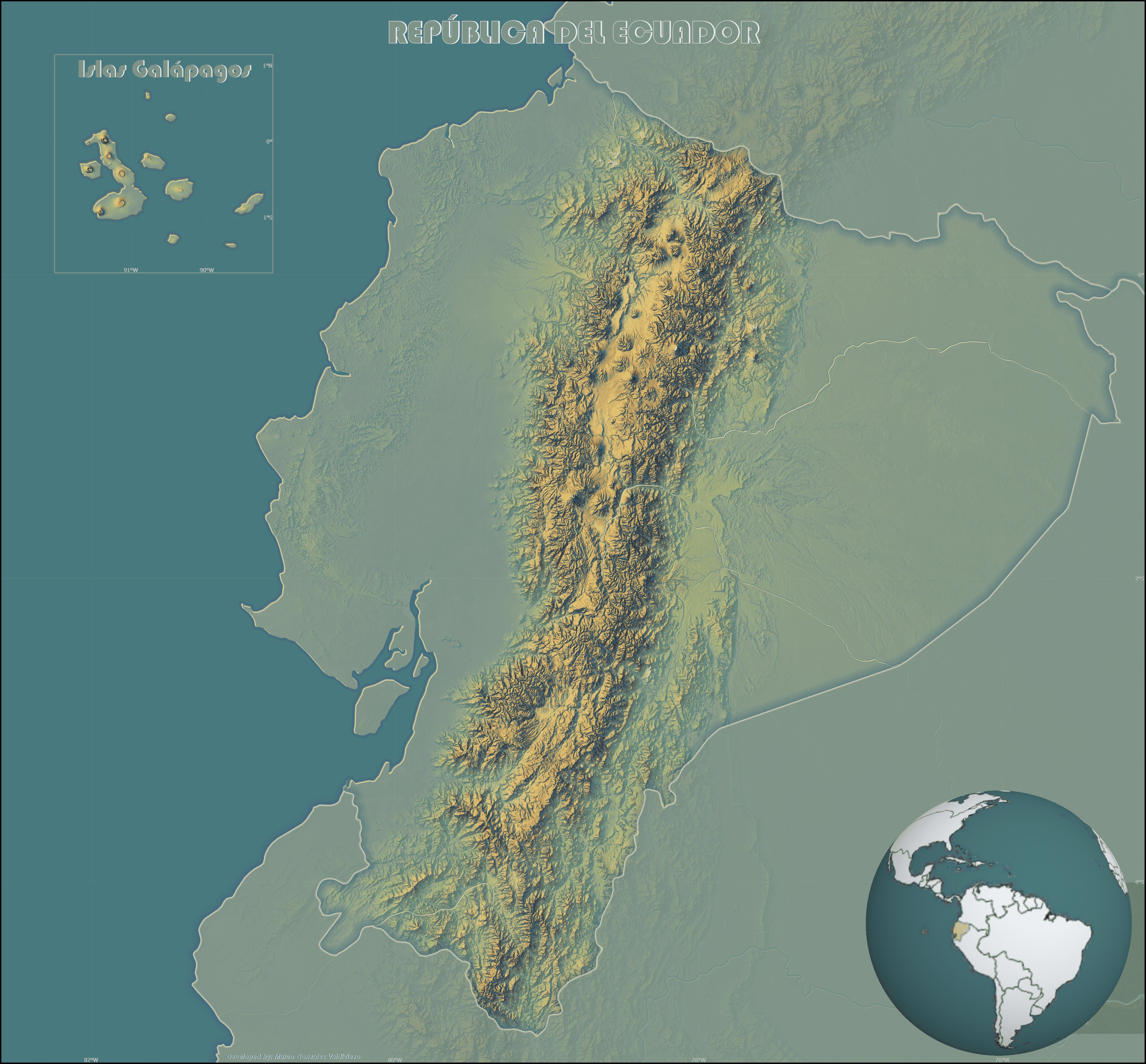 Elevation map of the Ecuador | Spatialnode