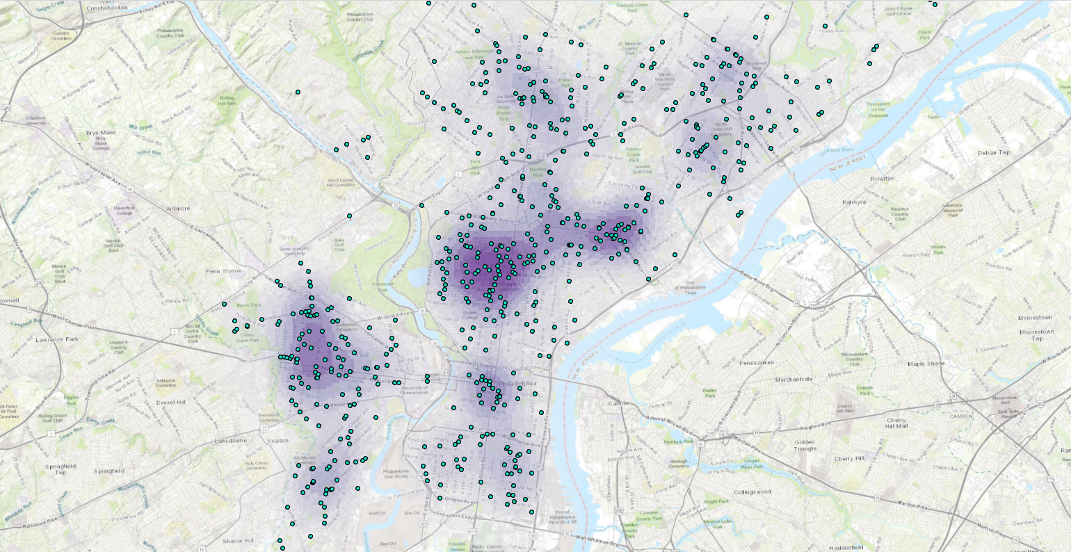 7a: Robbery hotspots in Philadelphia | Spatialnode