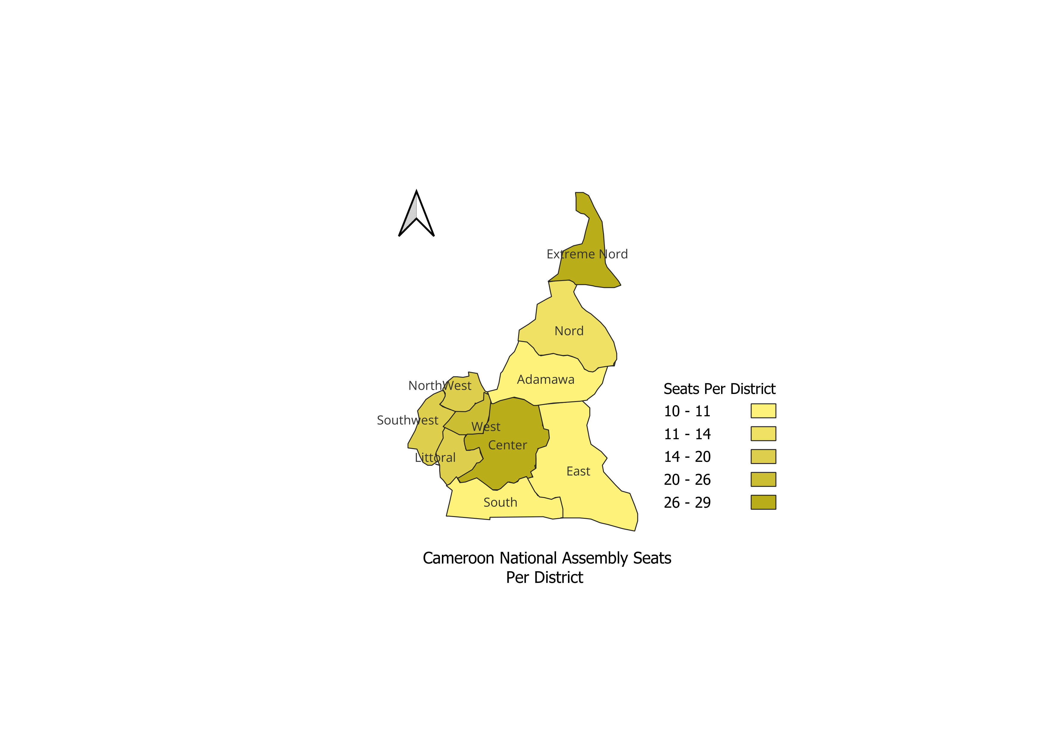Cameroon Assembly Seats per Province | Spatialnode