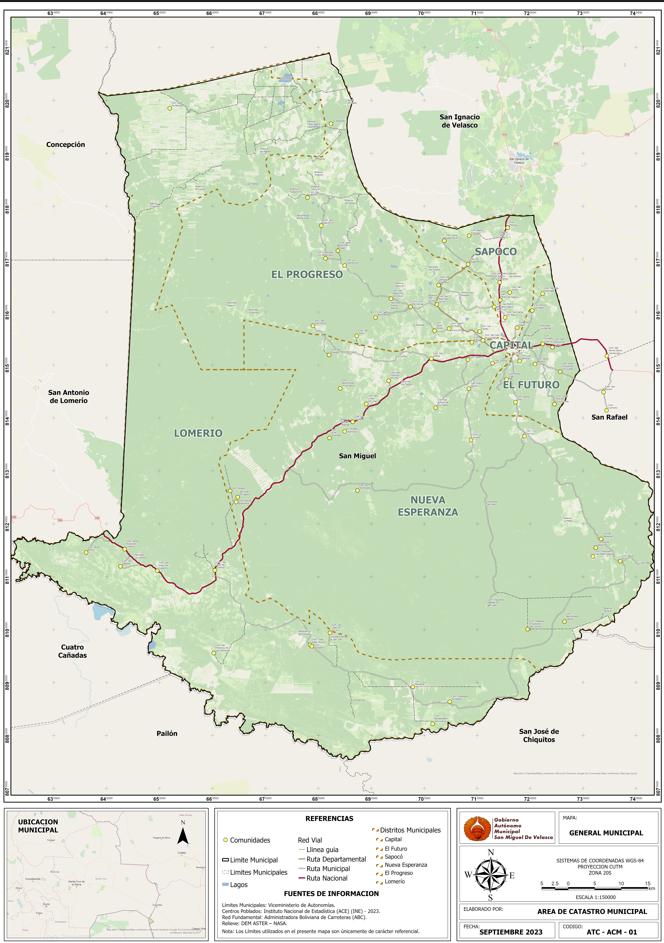 MAPA GENERAL DE SAN MIGUEL DE VELASCO | Spatialnode
