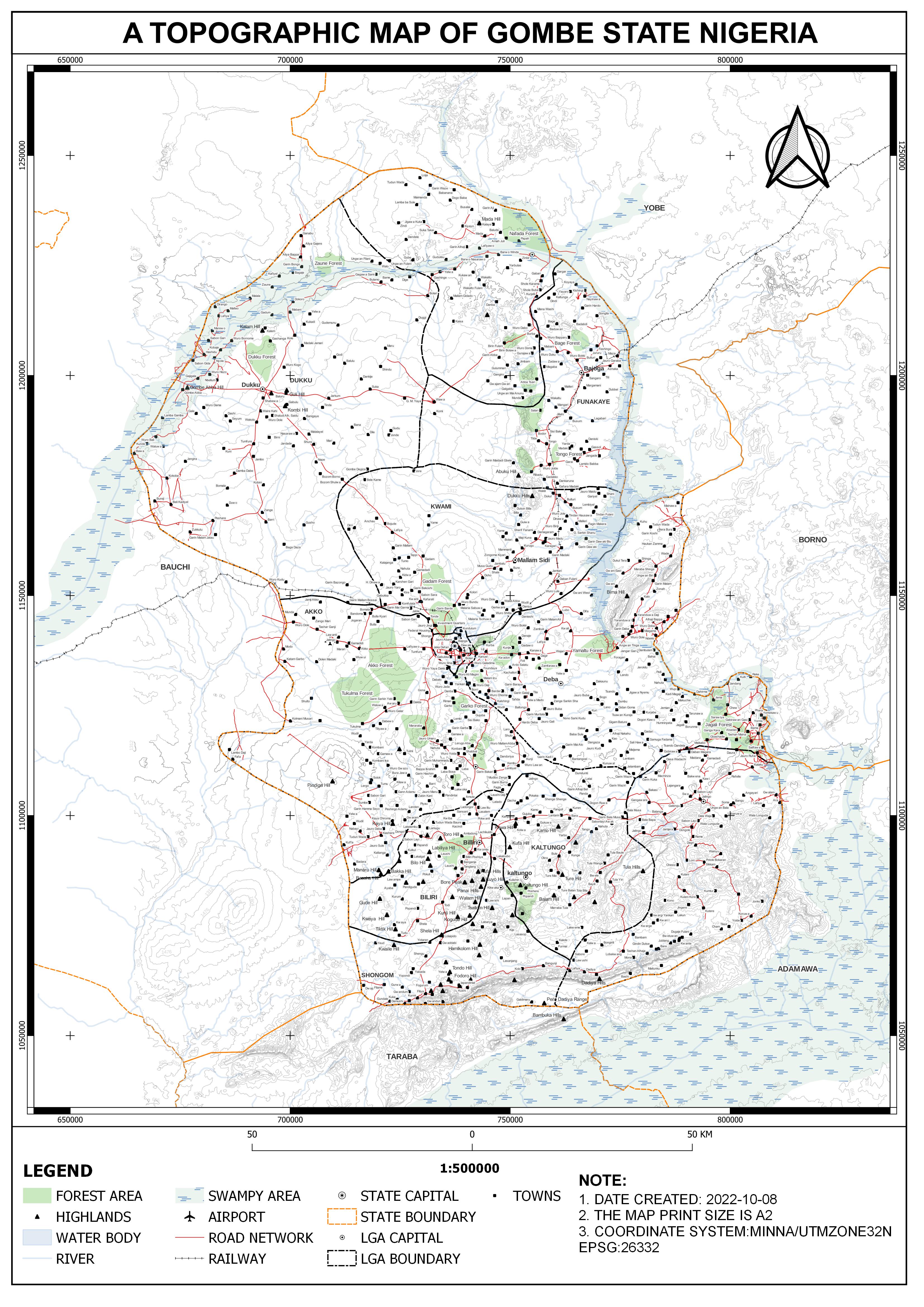 TOPOGRAPHY OF GOMBE STATE, NIGERIA. | Spatialnode