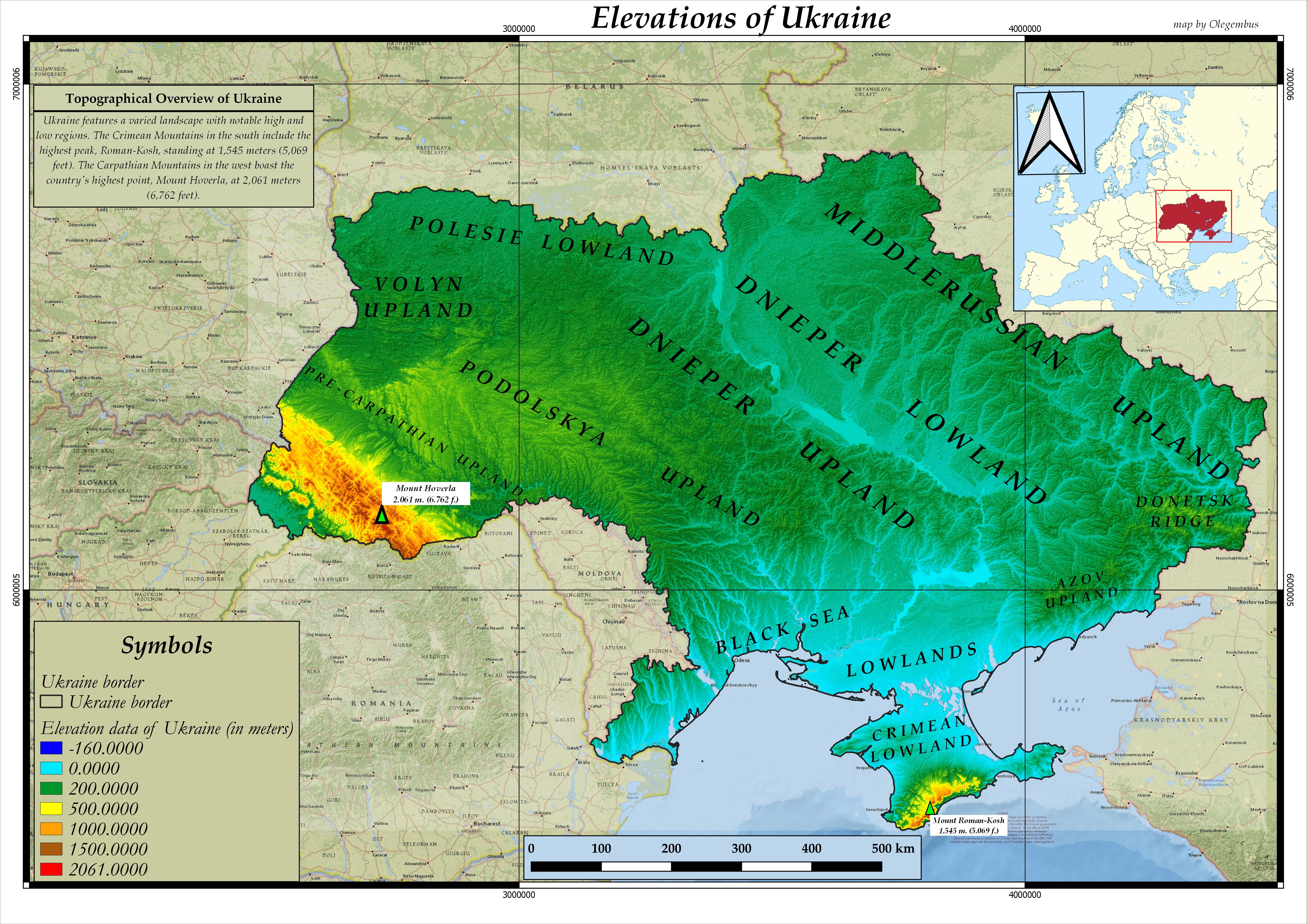 Elevation map of Ukraine | Spatialnode