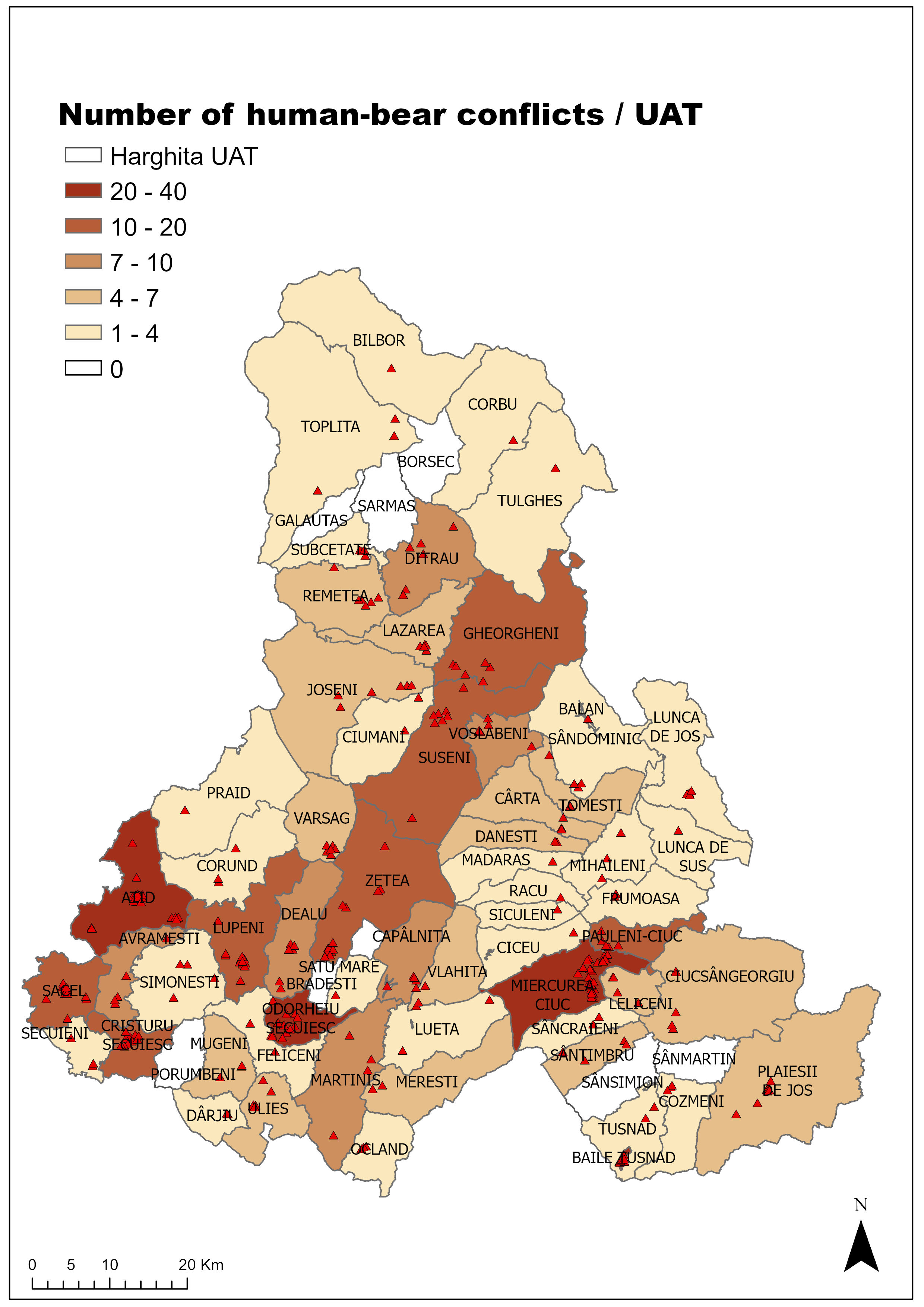 Human - bear conflicts, Harghita county | Spatialnode