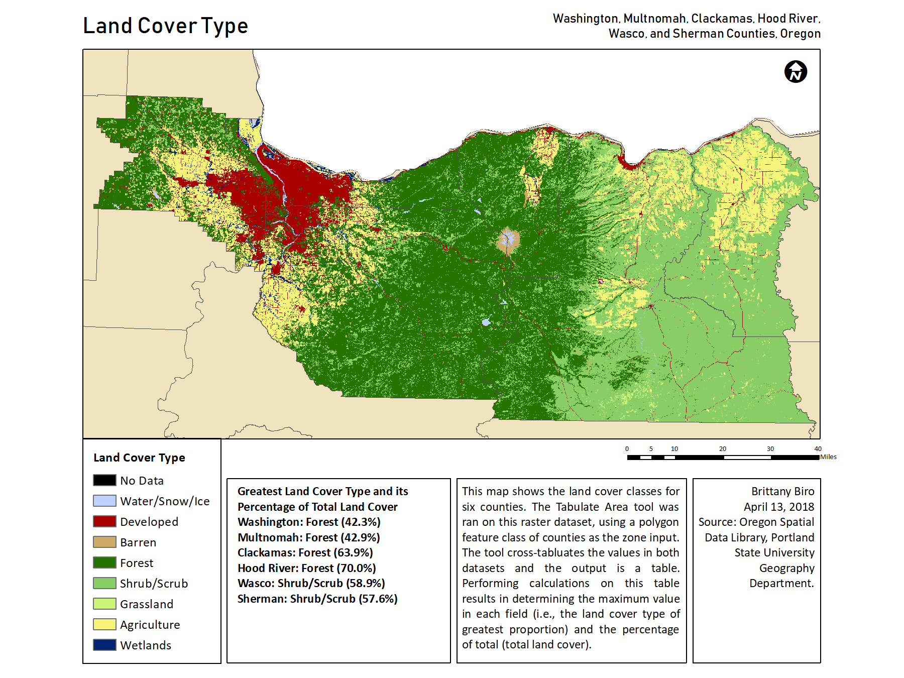 Land Cover Types in Oregon Counties | Spatialnode