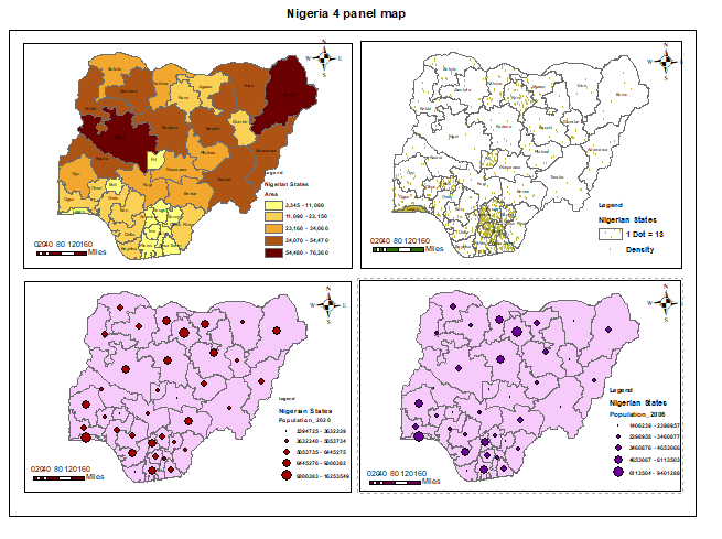 4 Panel Map showing Nigeria | Spatialnode