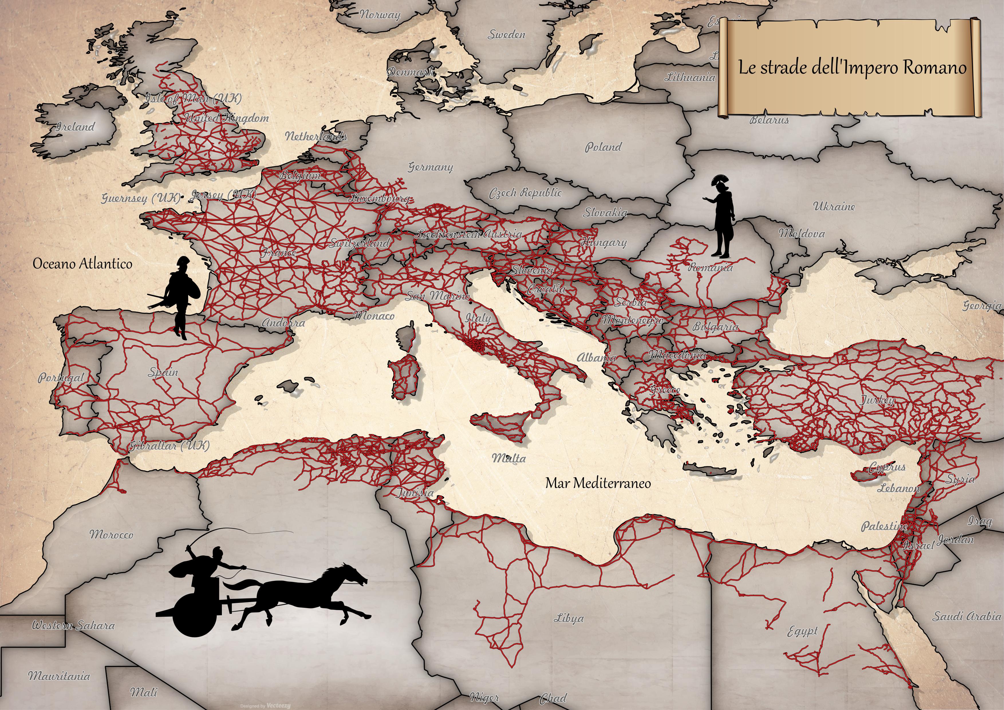 Artistic map - Roman roads | Spatialnode