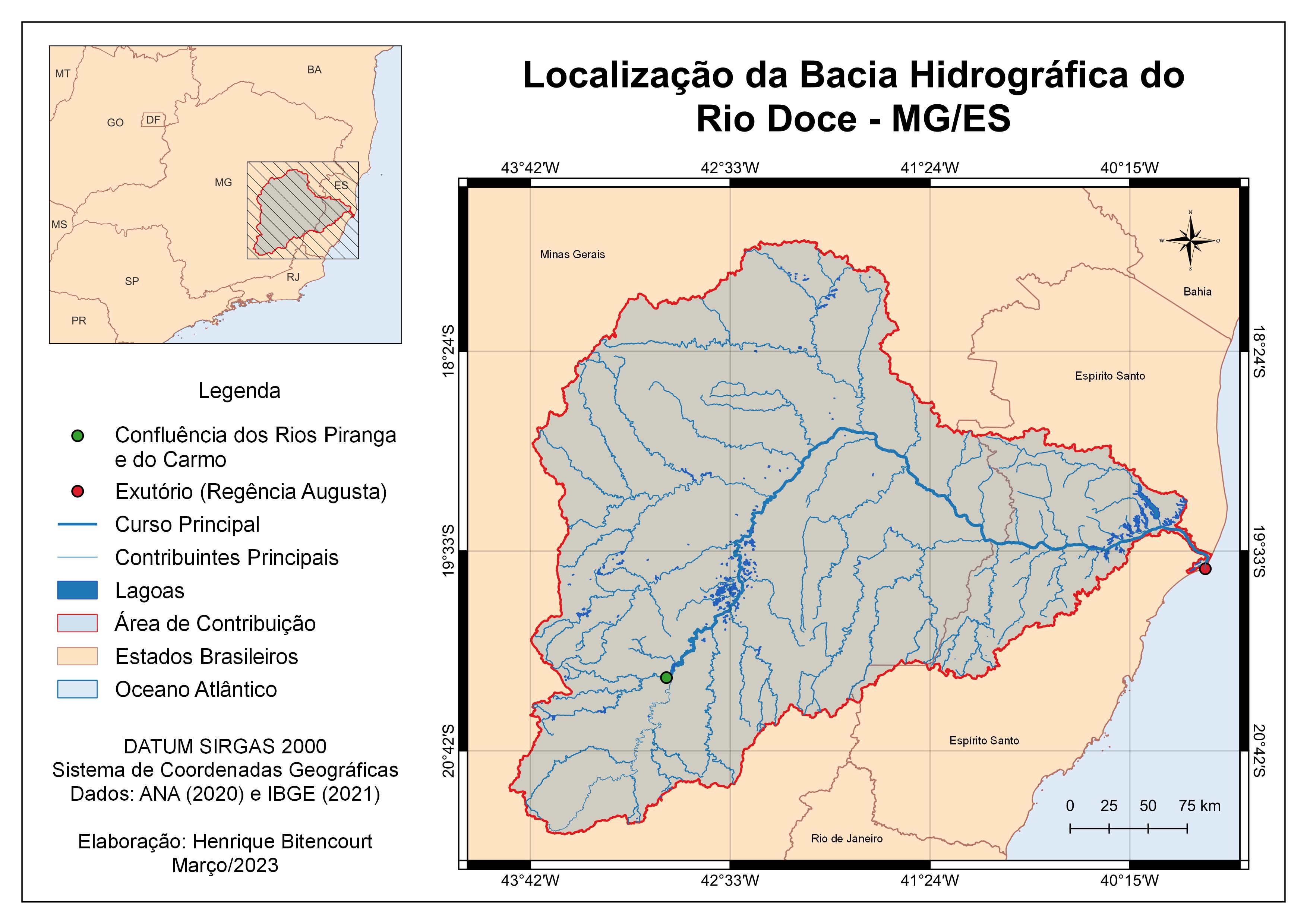 Mapa da Bacia Hidrográfica do Rio Doce | Spatialnode