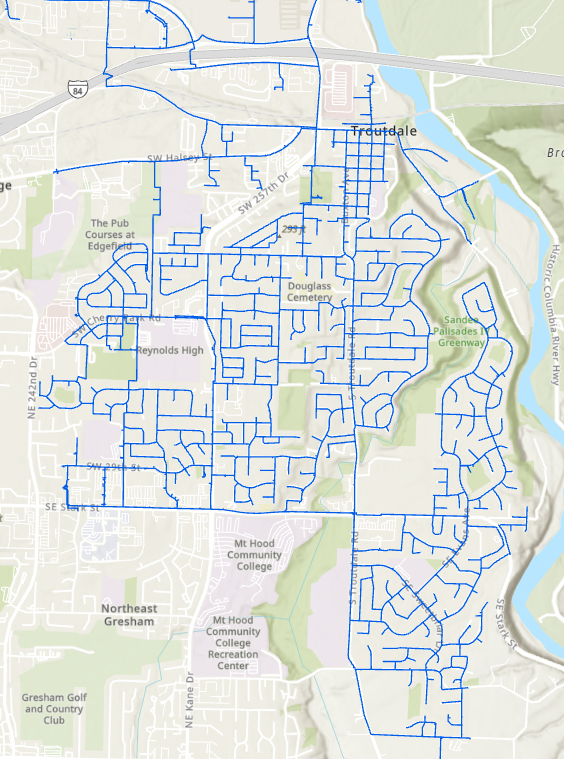 Troutdale Oregon's Water Distribution | Spatialnode