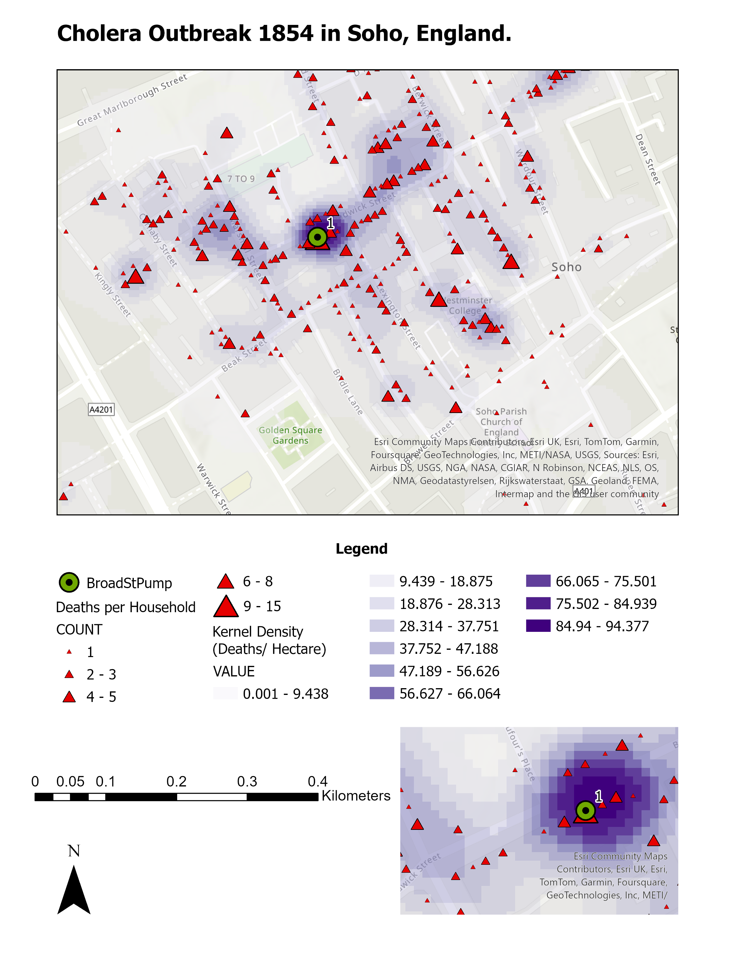 Cholera Outbreaks in 1854, Soho, London. | Spatialnode