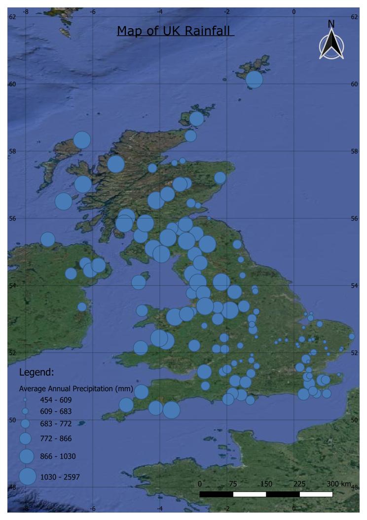 Map of UK Rainfall by Weather Sation | Spatialnode