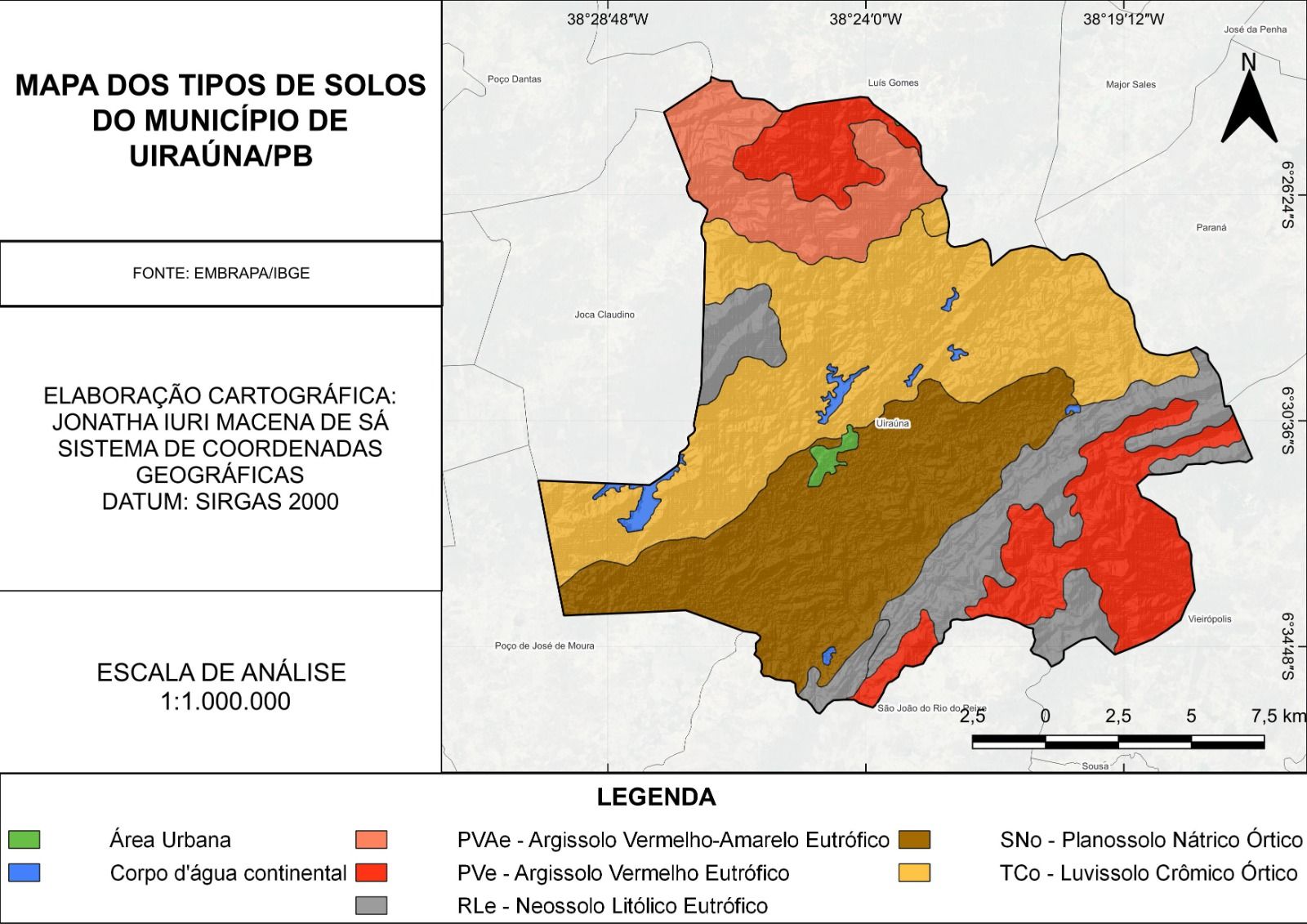 MAPA DOS TIPOS DE SOLOS DE UIRAÚNA | Spatialnode