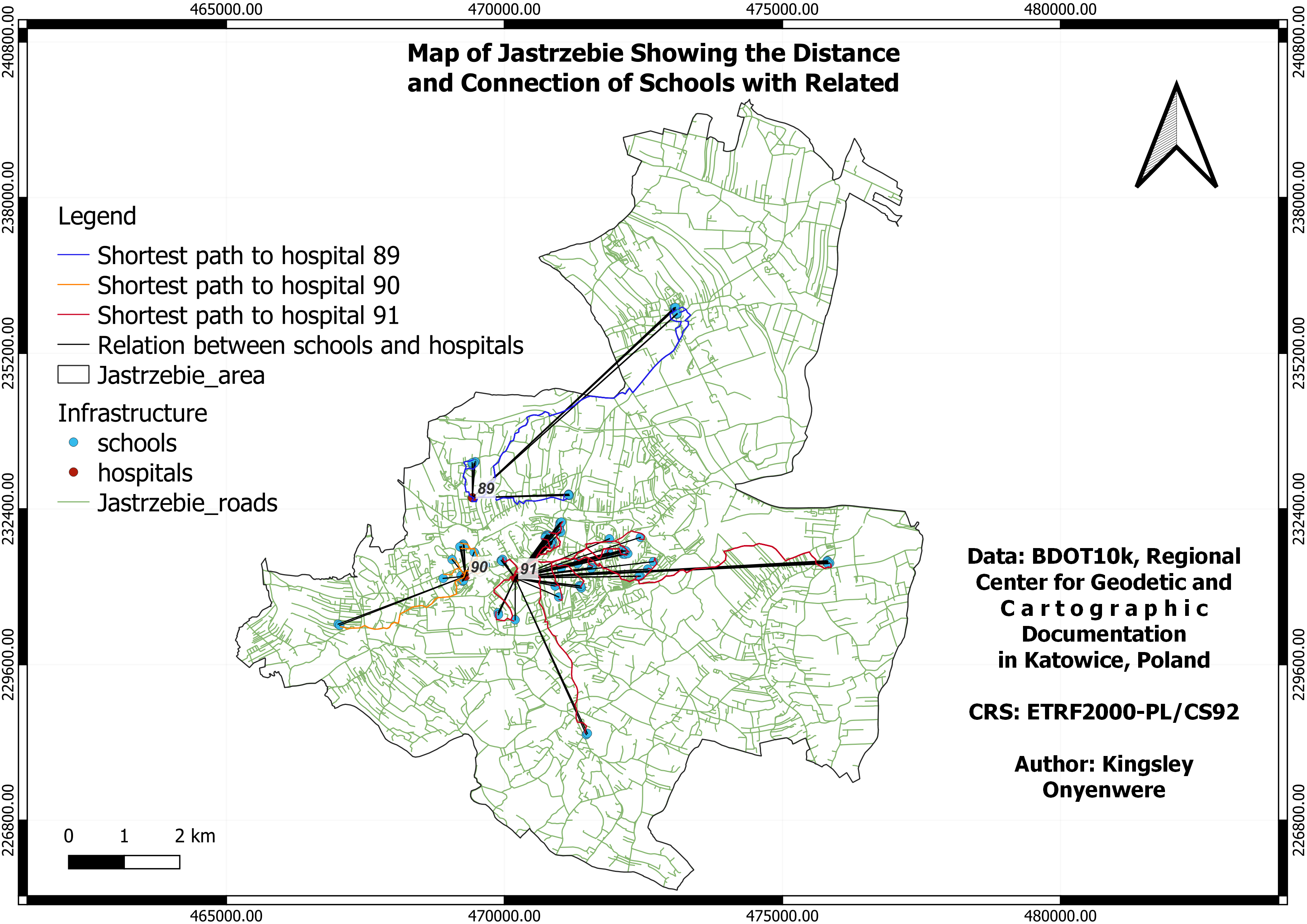 School-Hospital Network Map | Spatialnode