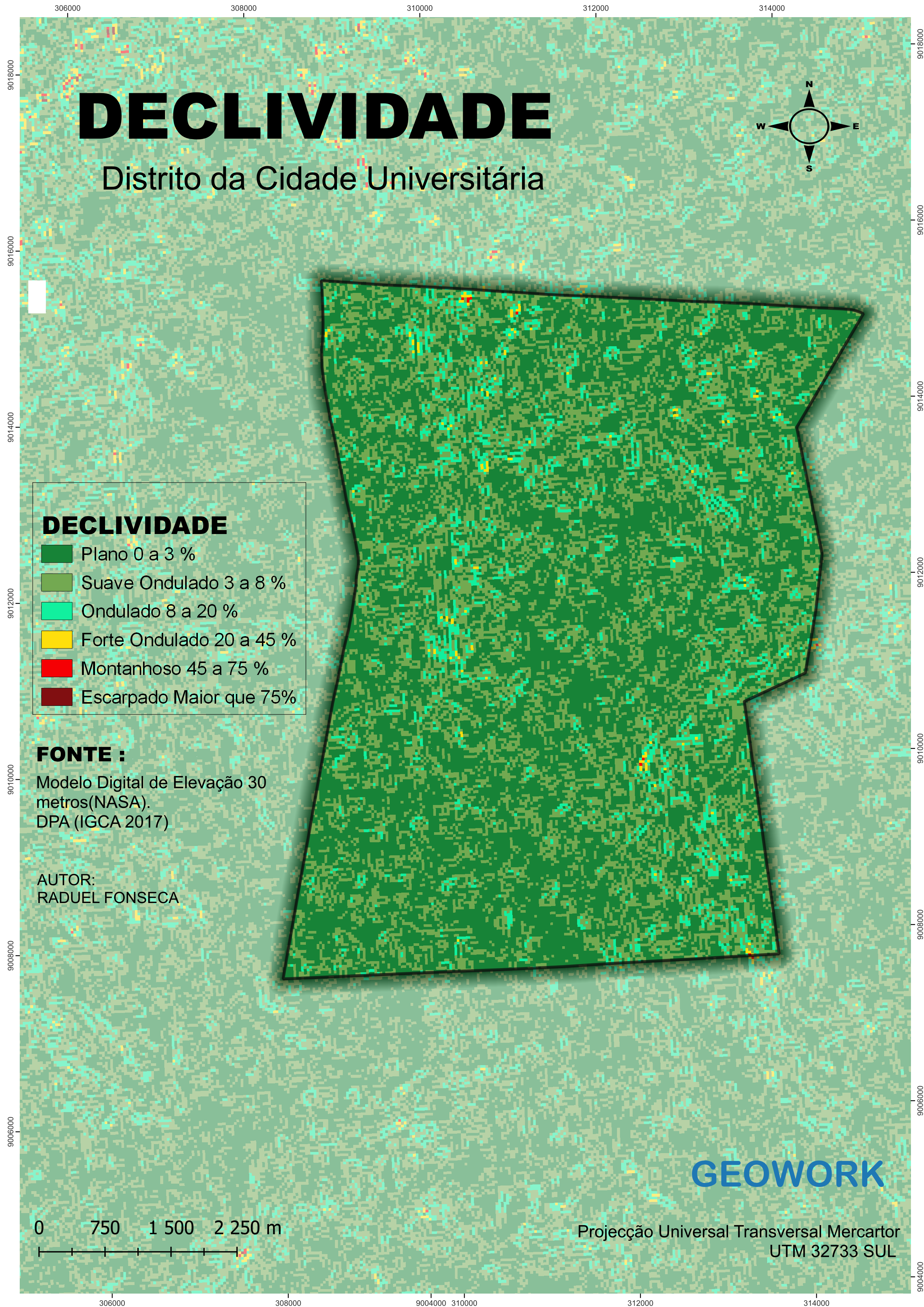 Declividade da Cidade Universitária | Spatialnode