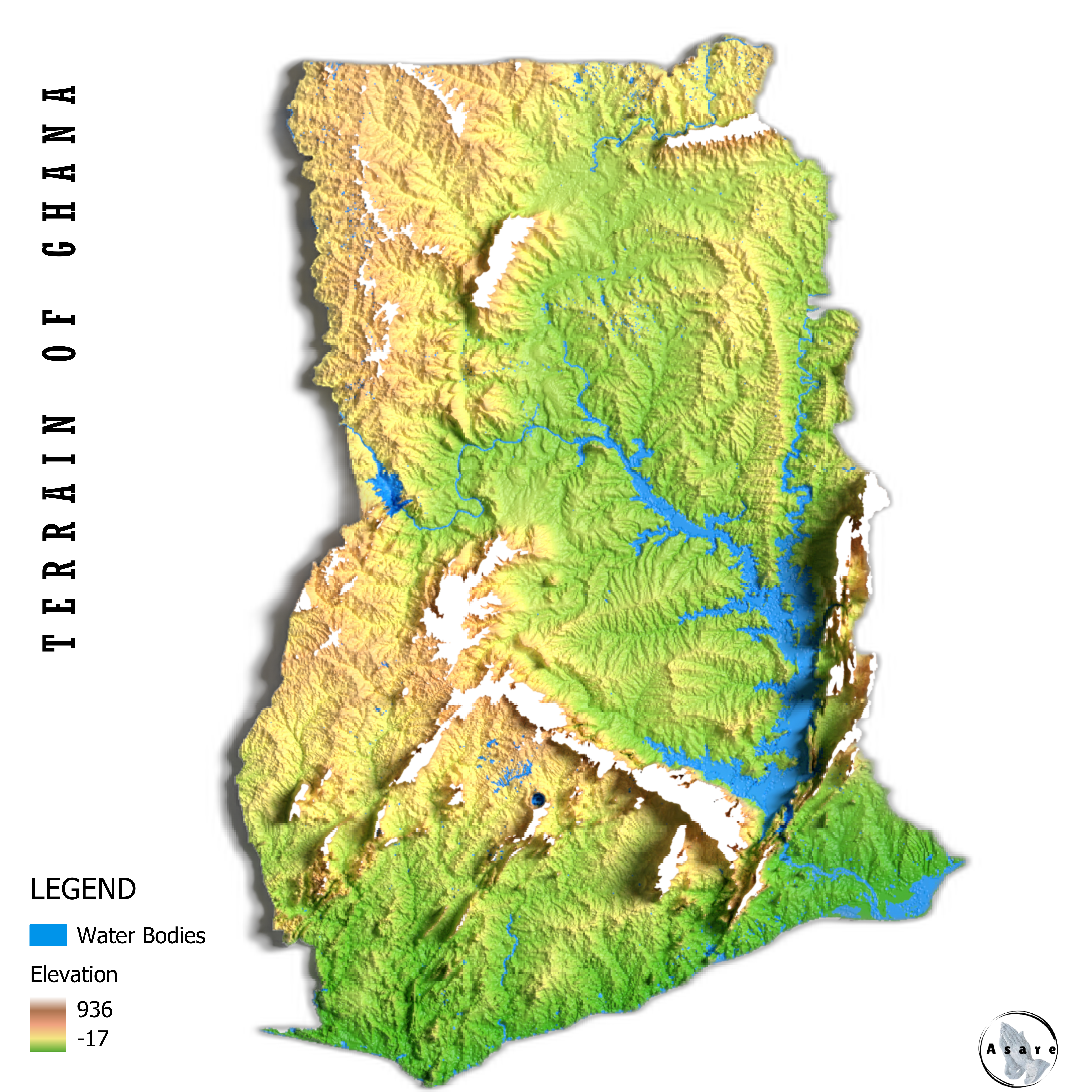 Elevation Map Ghana Elevation Of Foso,Ghana Elevation Map, Topography,