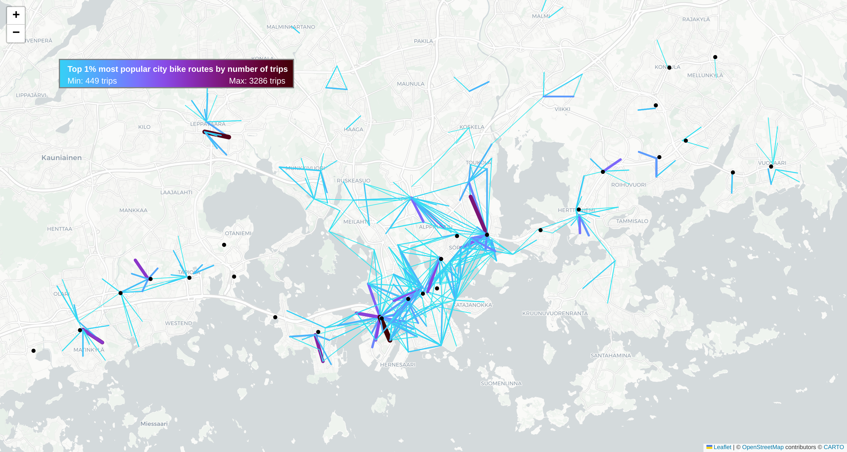 City bike trips - Helsinki 2021 | Spatialnode