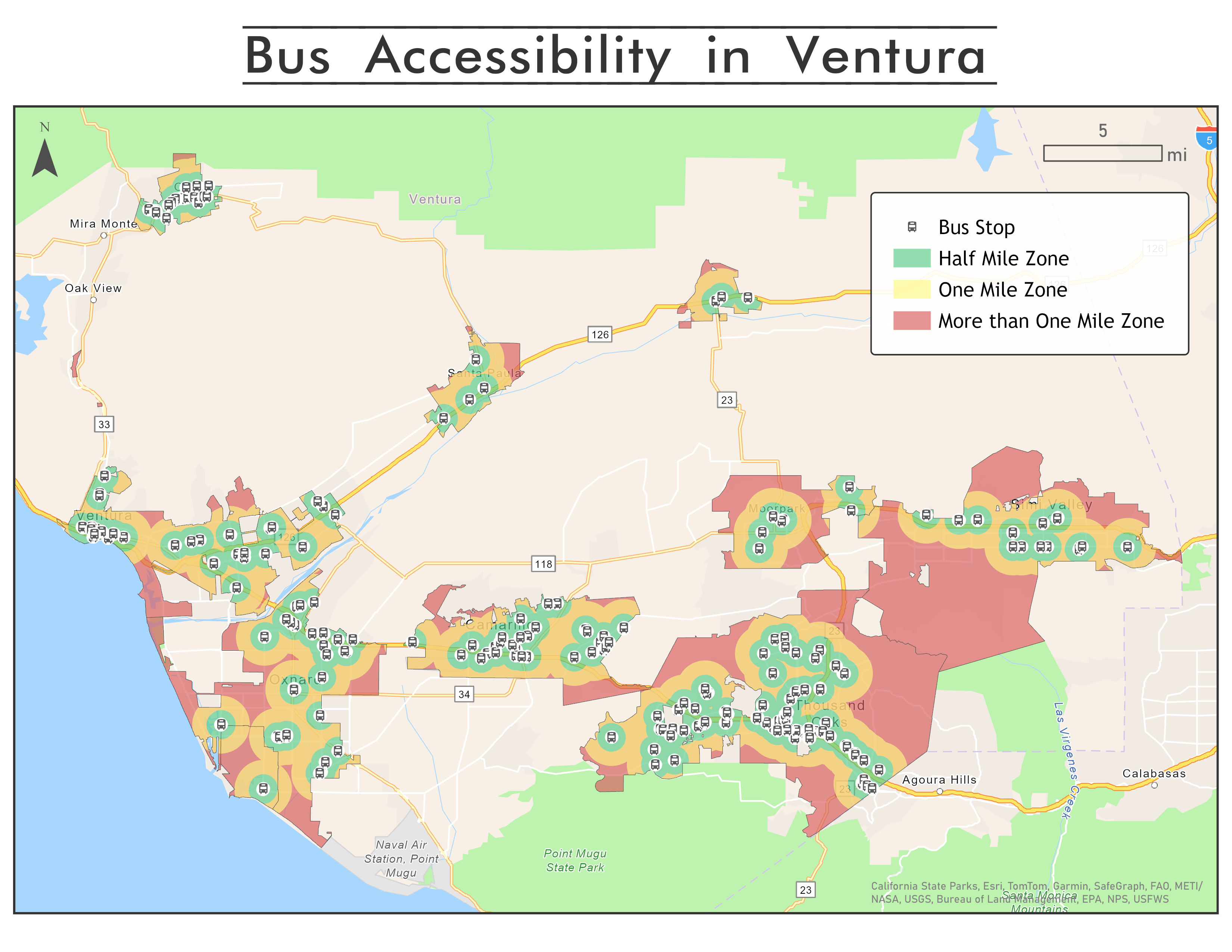 Bus Accessibility in Ventura County | Spatialnode