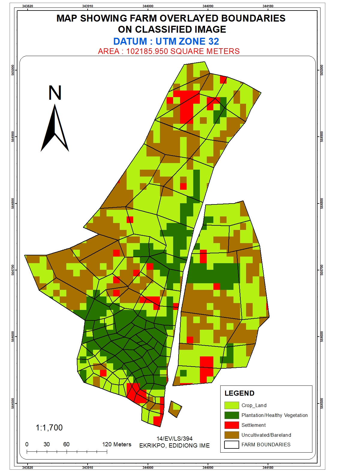 MAP OF FARM OVERLAID ON CLASSIFIED IMAGE | Spatialnode