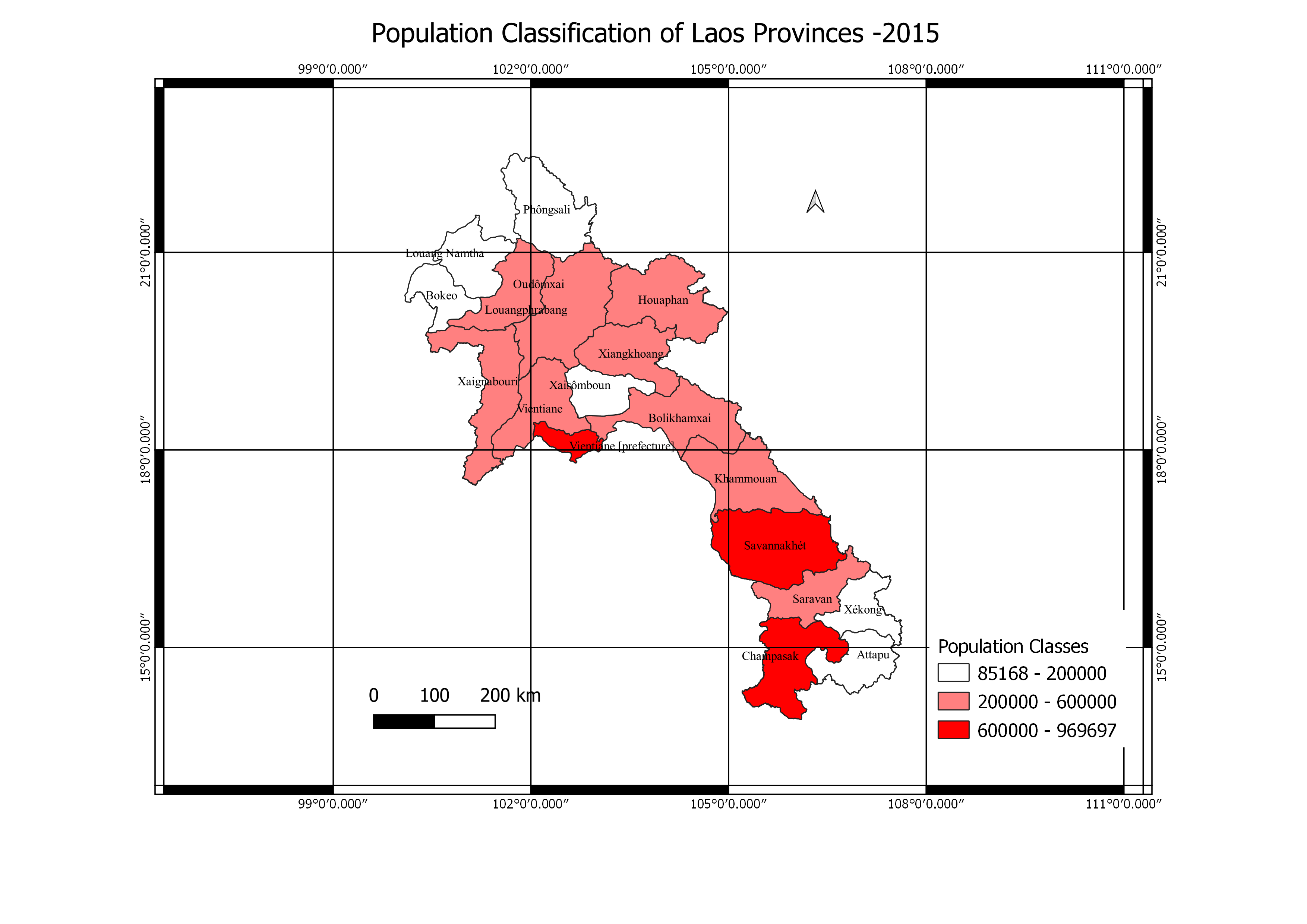 Population classification of Laos | Spatialnode