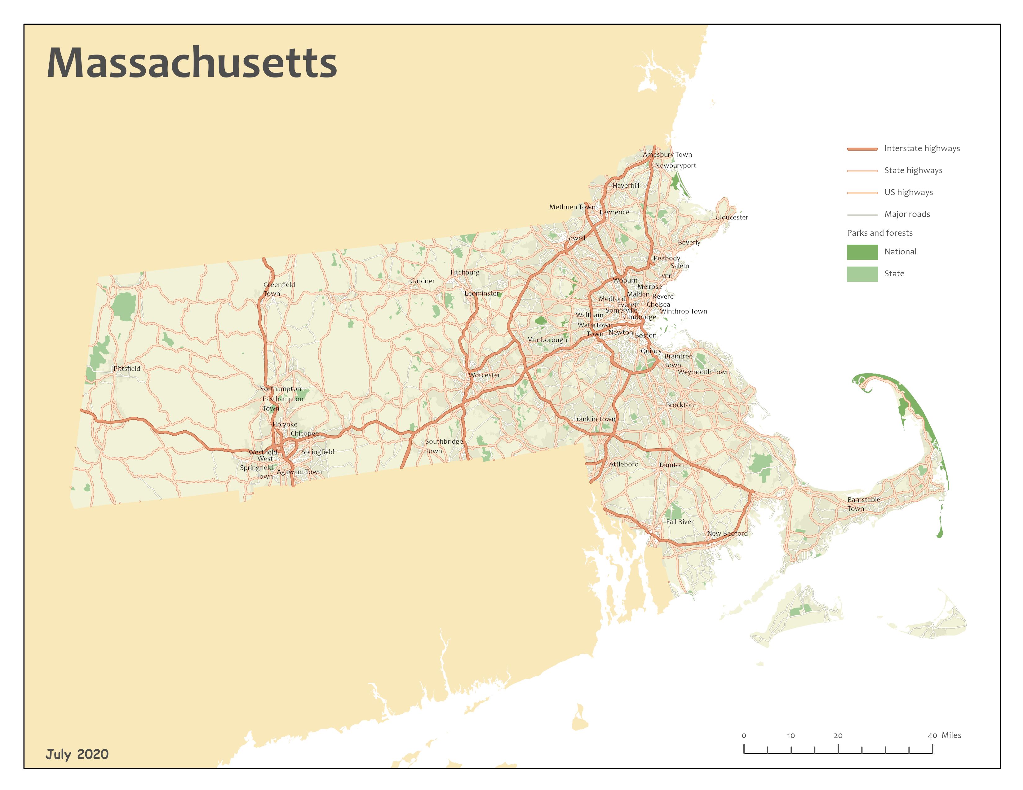 Map of Massachusetts | Spatialnode