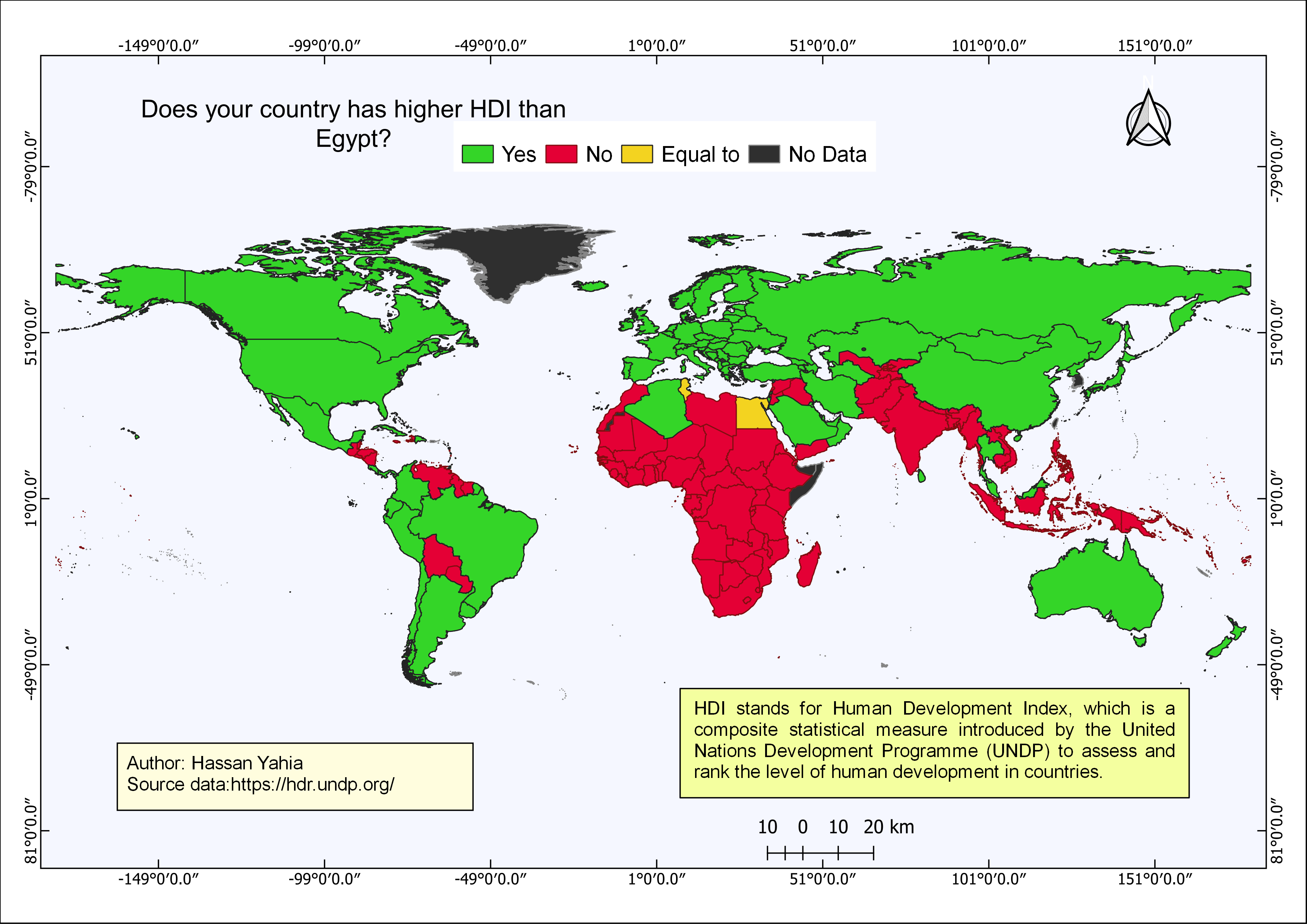 Other Countries HDI relative to Egypt | Spatialnode