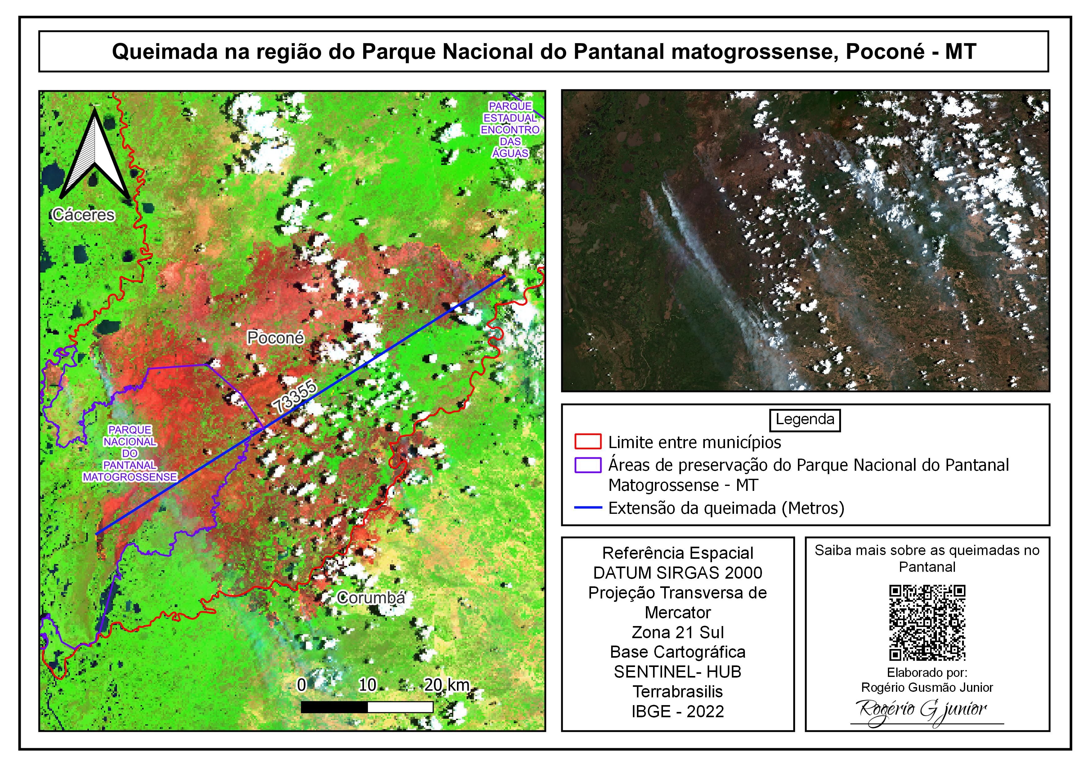 Queimada na região de Poconé-MT | Spatialnode