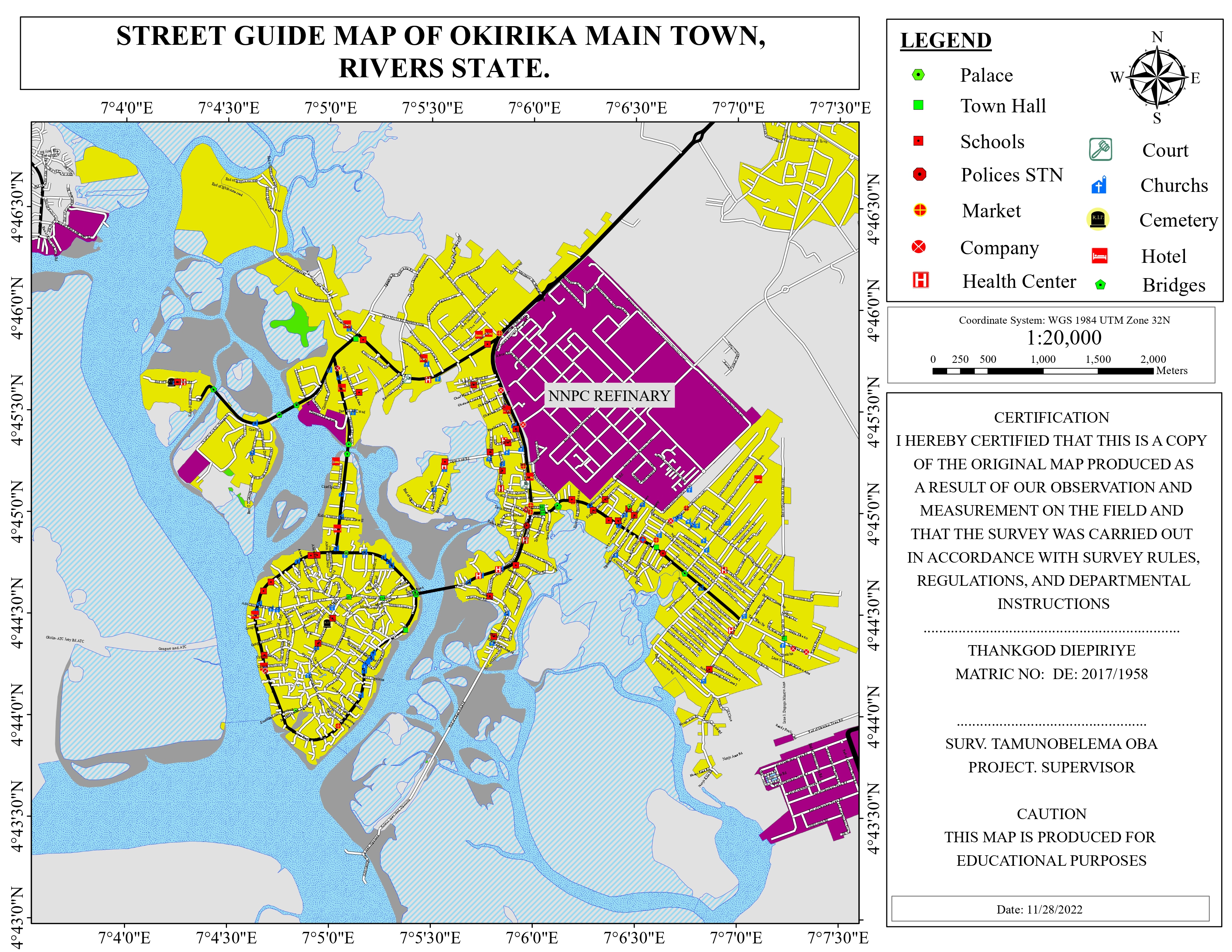 Street Guide Map of Okirika Main Town | Spatialnode
