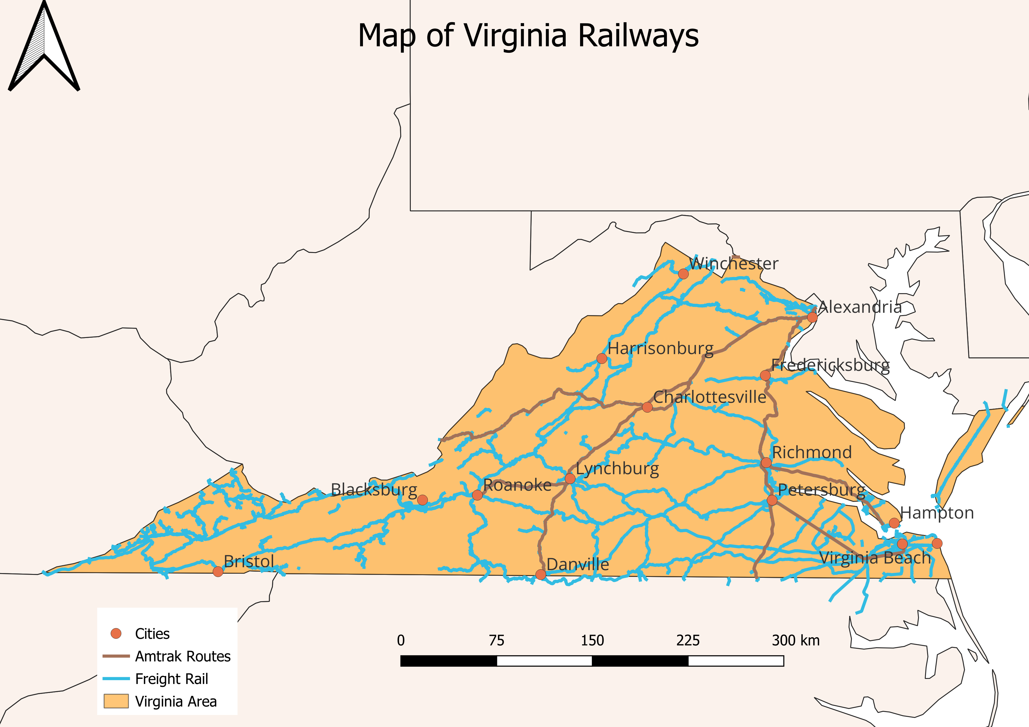 Virginia Railway Map | Spatialnode