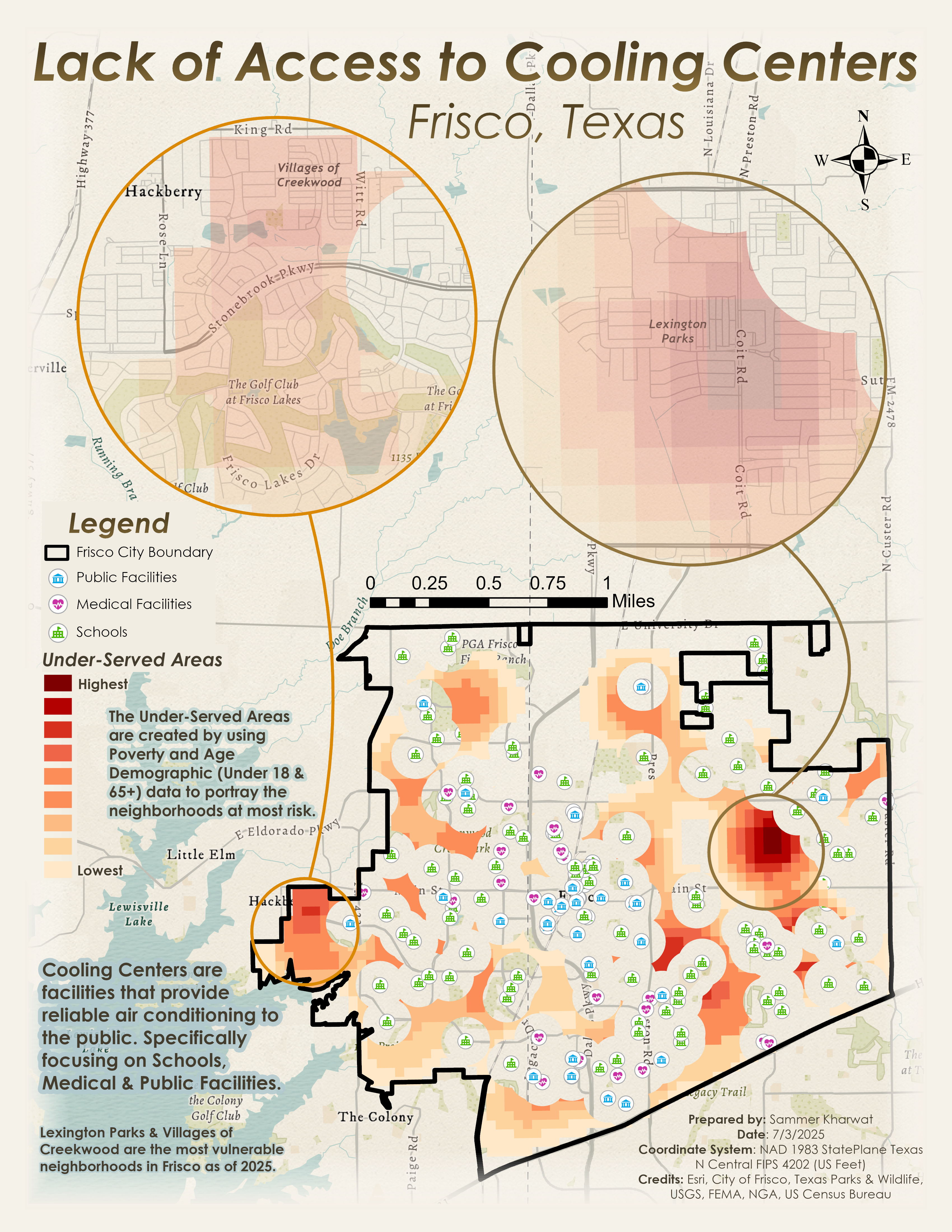 Lack of Cooling Centers, Frisco, Texas | Spatialnode