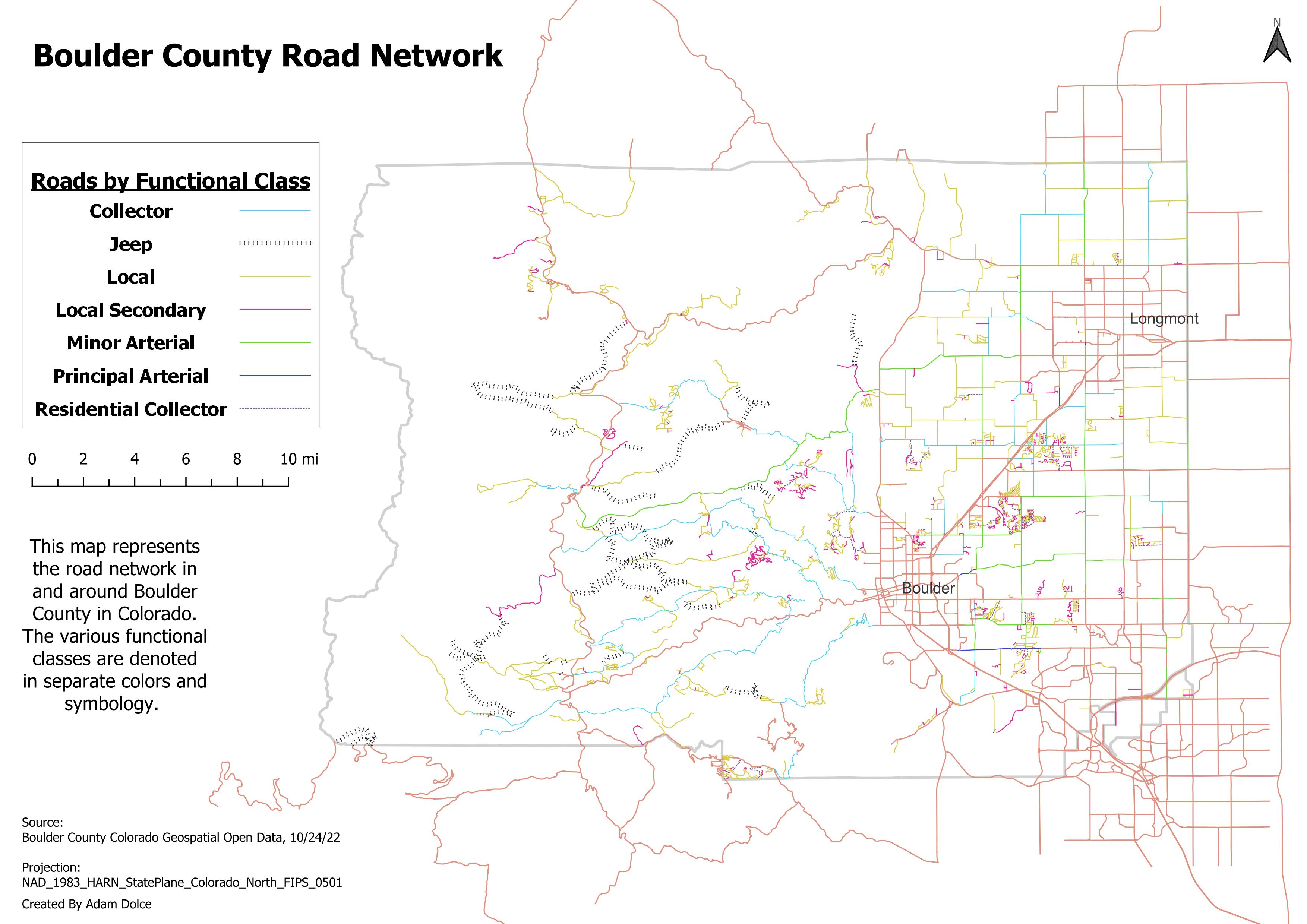 Boulder County Road Network | Spatialnode