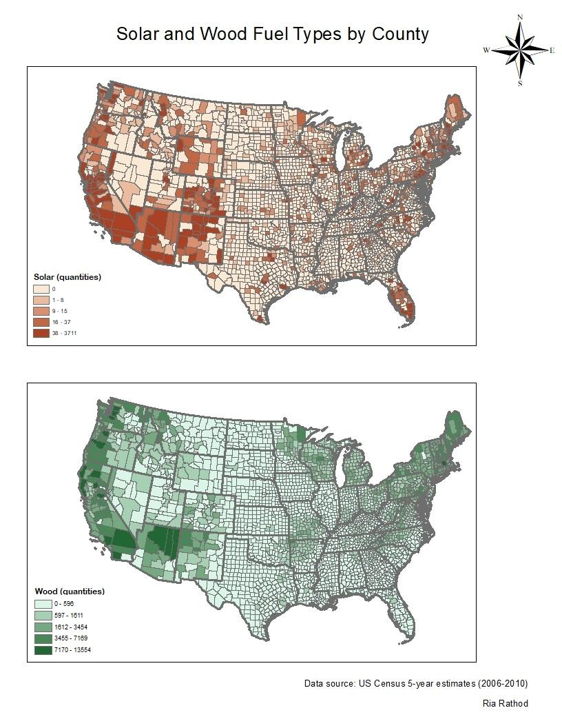 Solar & Wood Fuel Types Across the US | Spatialnode