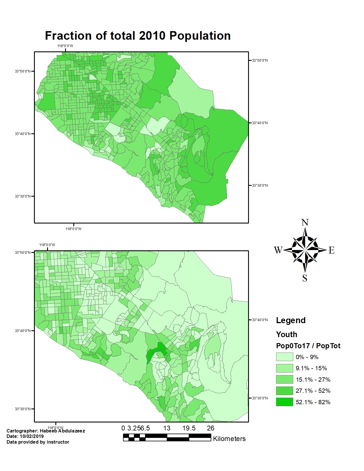 Comparing 2010 elderly and youth population compositions in Orange ...