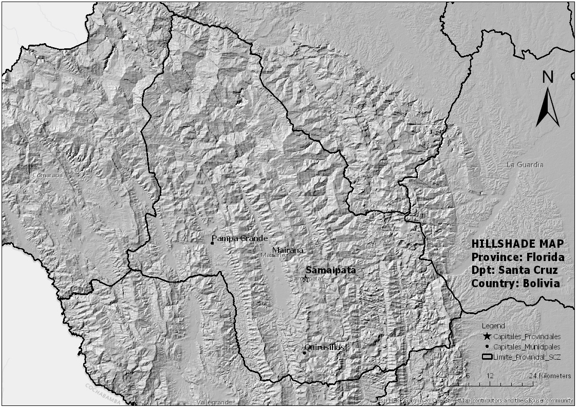 Hillshade Map - Florida, Santa Cruz, Bolivia #30daysMapChallenge #SpatialNode #Day9 #Monochrome ...