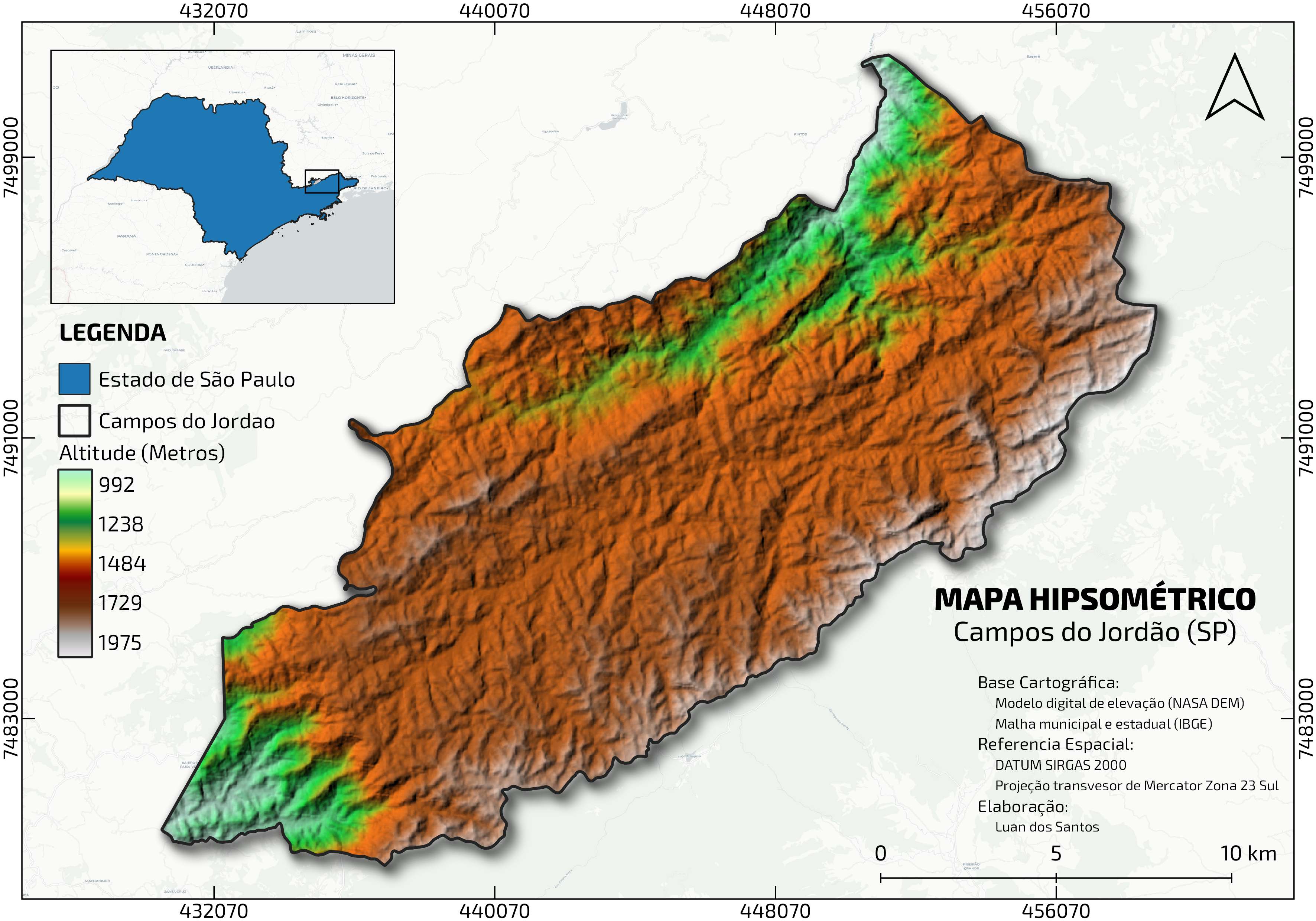 Hipsometria de Campos do Jordão (SP) | Spatialnode