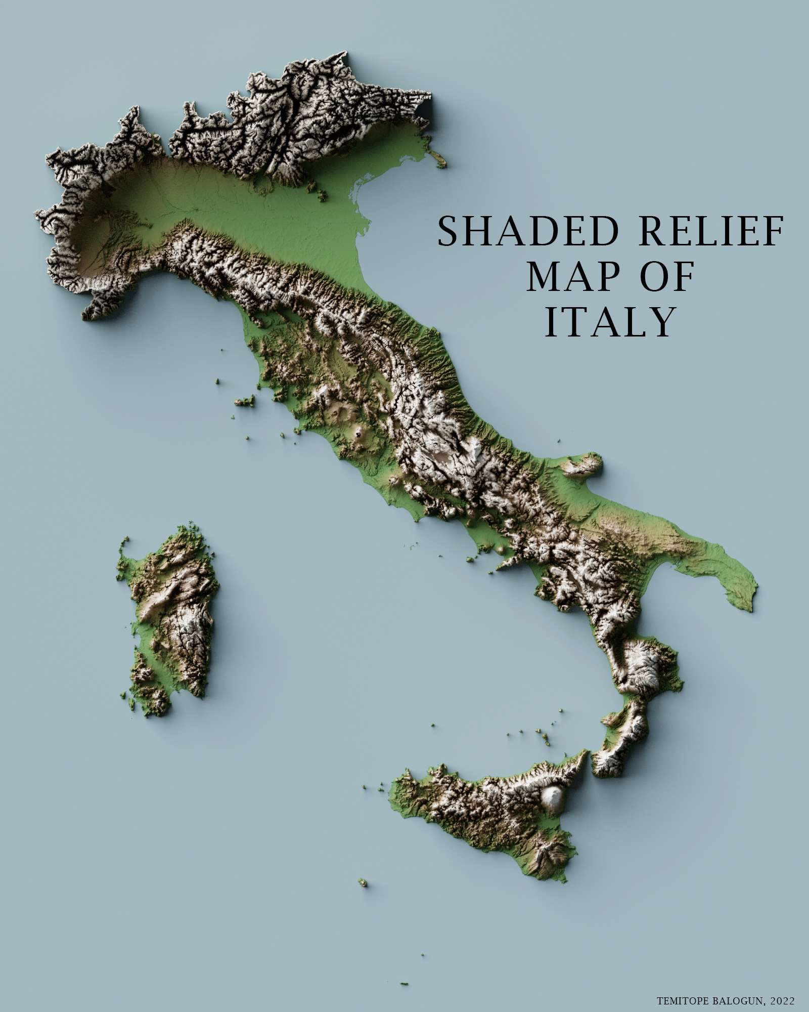 Topography map of Italy | Spatialnode