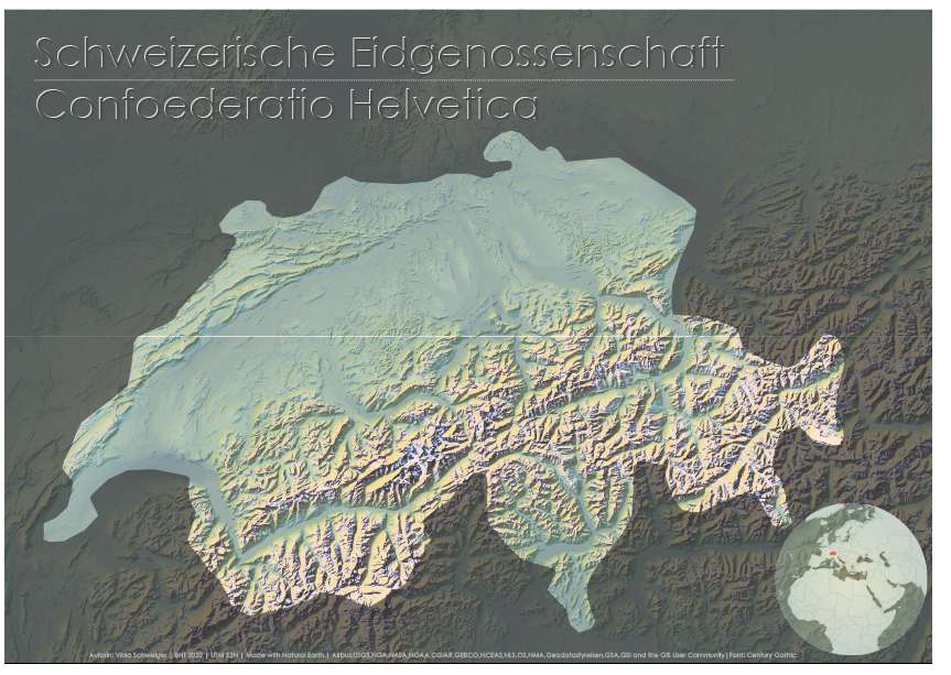Elevation Map Switzerland | Imhof Style | Spatialnode
