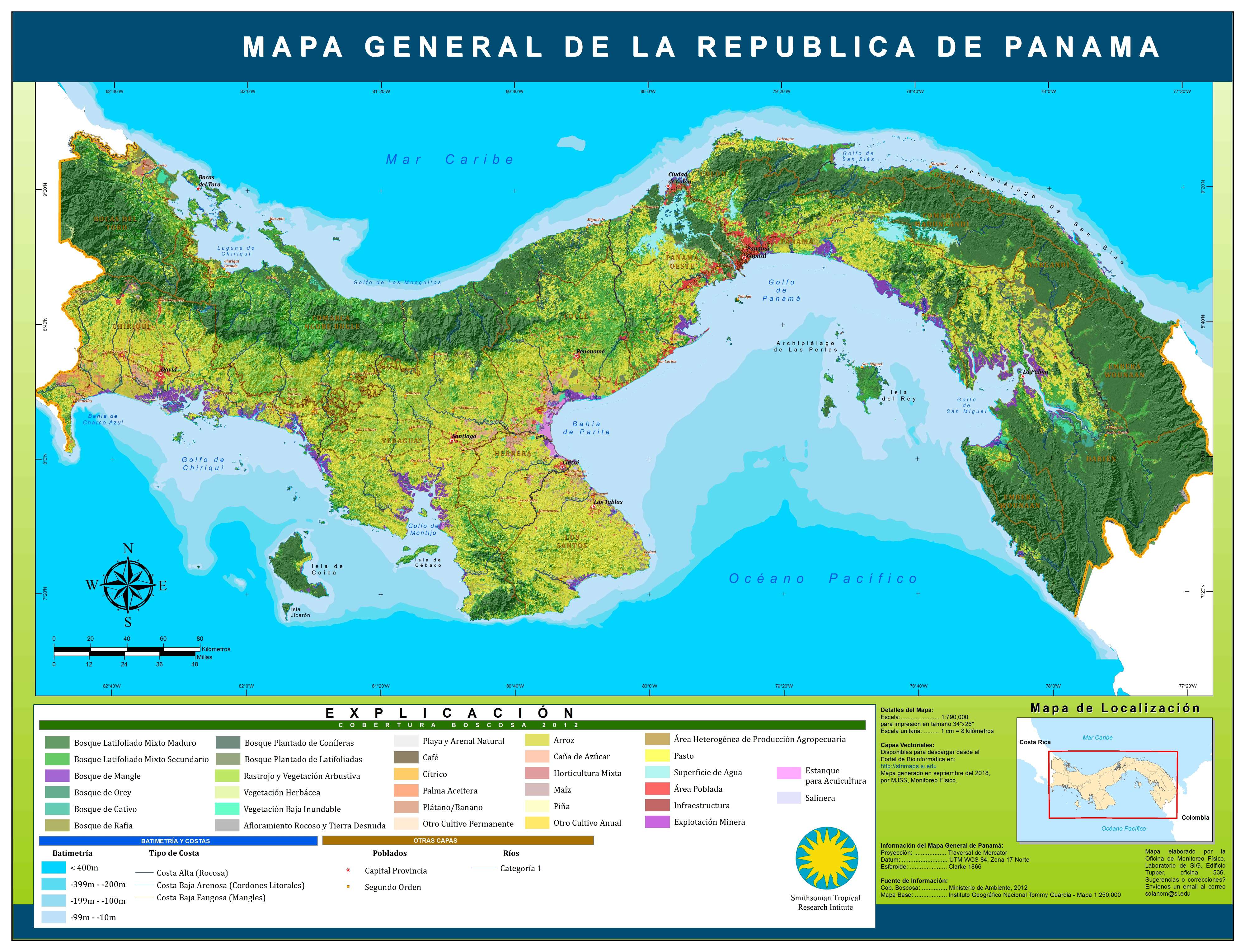 Forest Cover Map for Republic of Panama | Spatialnode