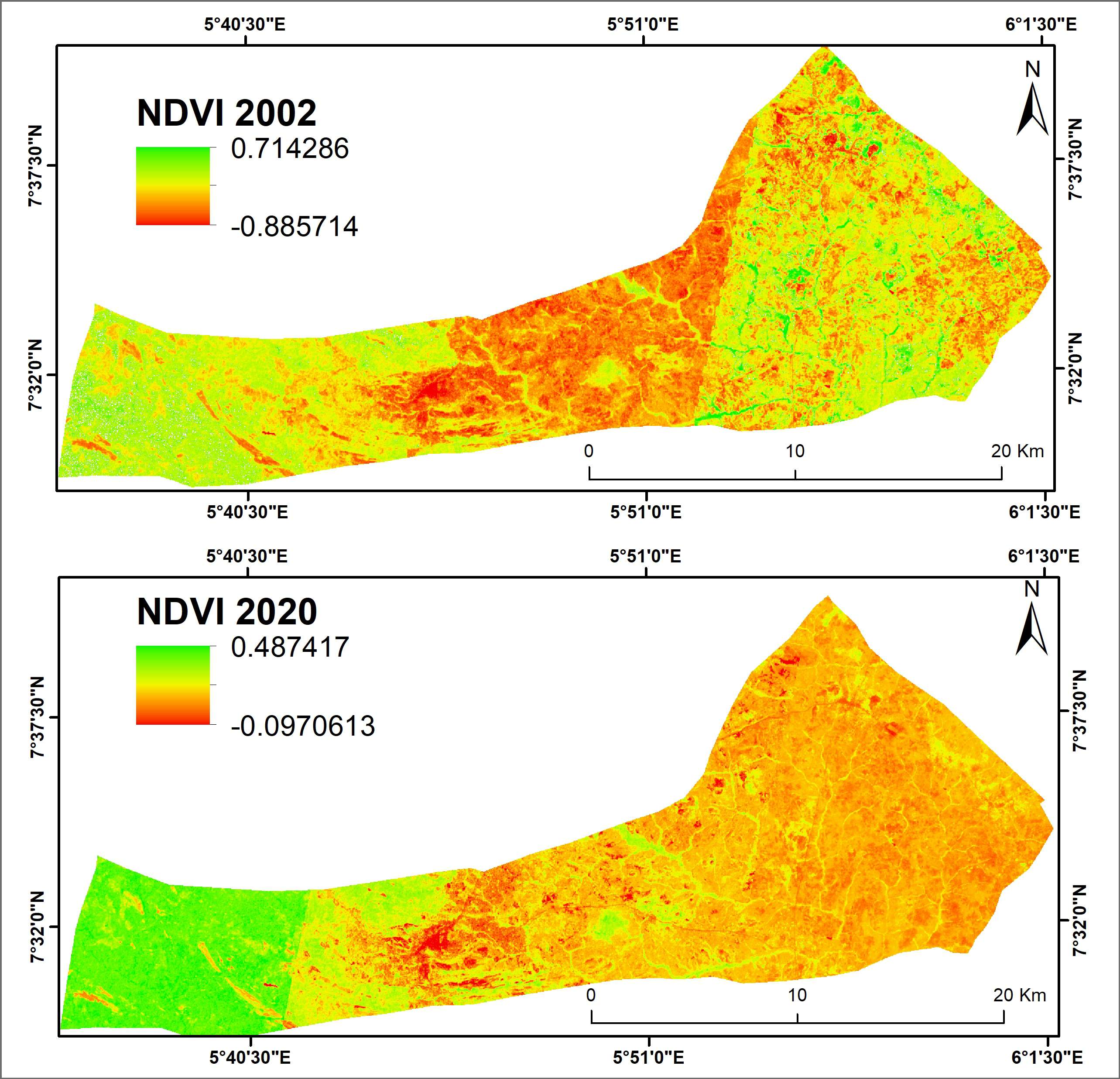NDVI map of Akoko Northeast | Spatialnode