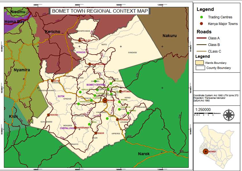 bomet regional context maps | Spatialnode